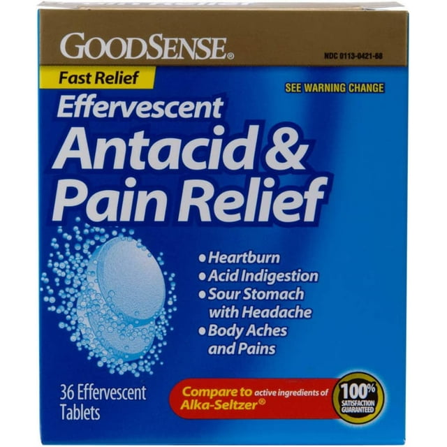 Goodsense Effervescent Antacid & Pain Reliever, Heartburn Medicine ...