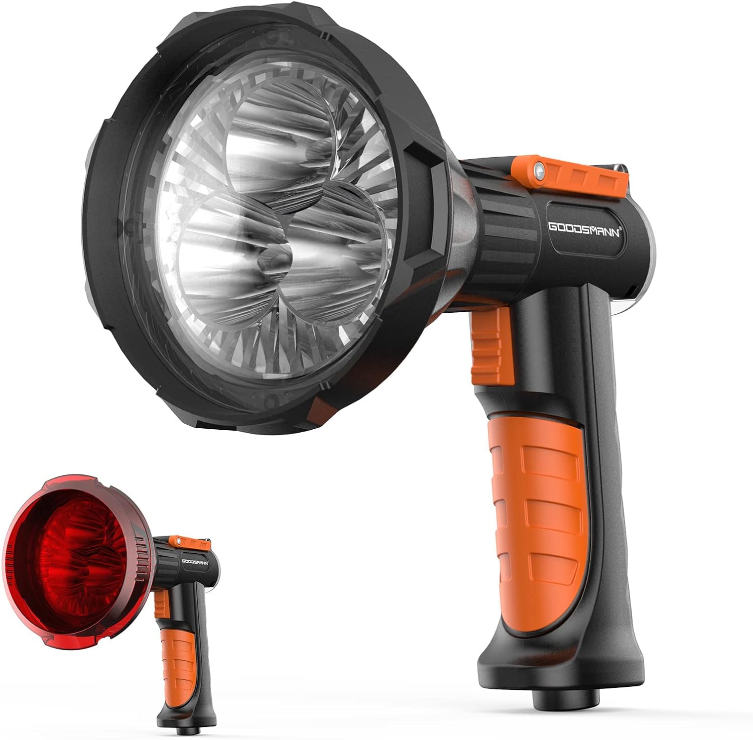 Goodsmann 4000 Lumens LED Rechargeable Flashlight 50W with Red Filter ...