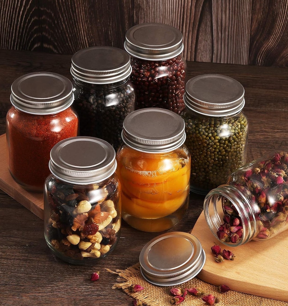 Goodtake 12oz Glass Jars With Lids Regular Mouth 12 Pack -Mason Jars 12 ...