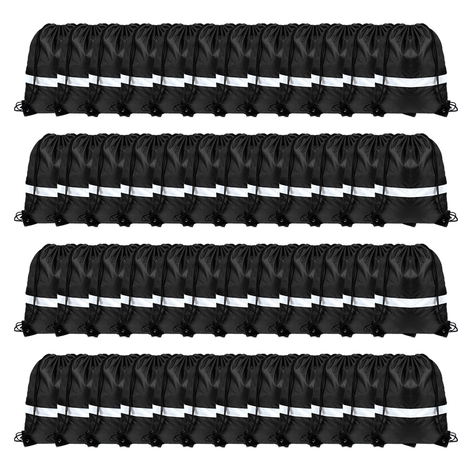 ComfortLiving 48 Pcs Lightweight Nylon Drawstring Reflective Backpacks ...