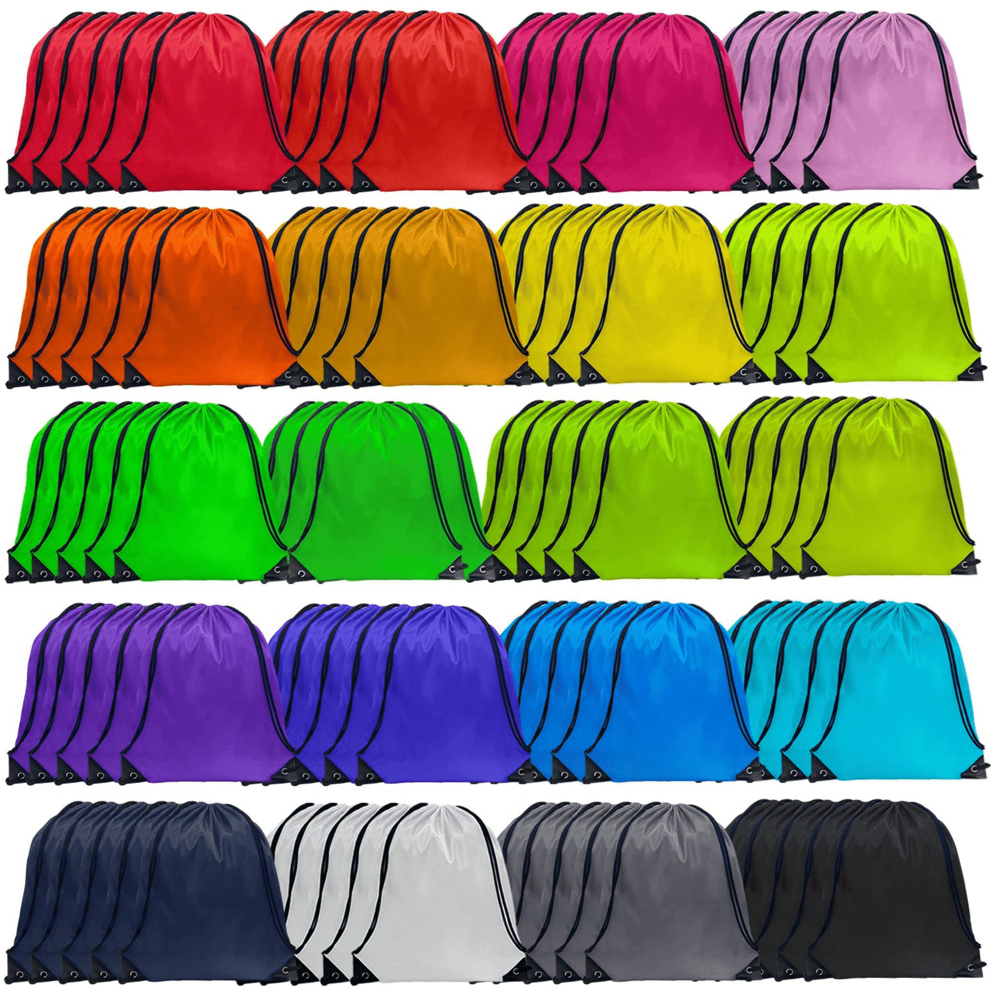 Northern Brothers 100 Pcs Lightweight Nylon Drawstring Backpacks, 20 ...