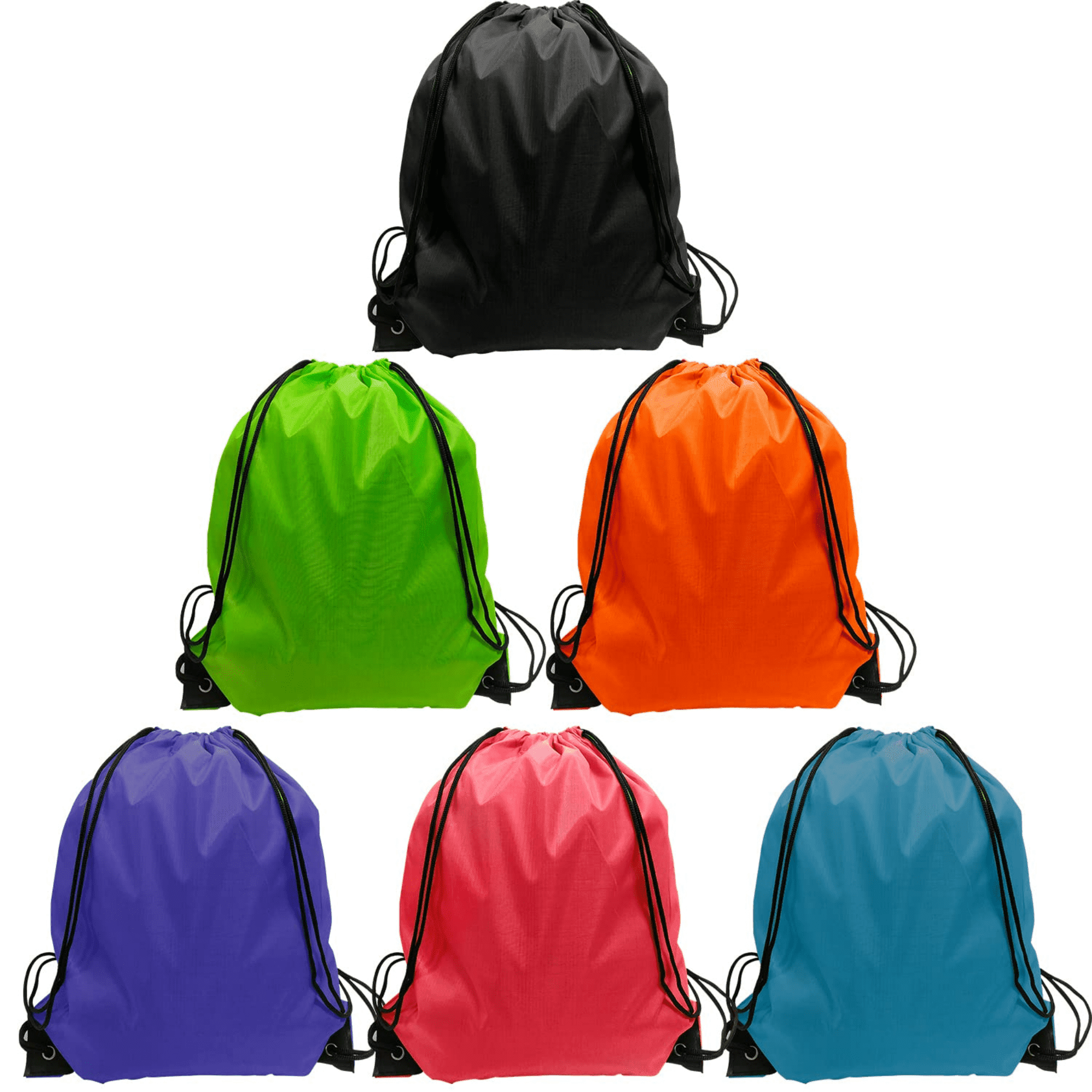 Northern Brothers 24 Pcs Lightweight Nylon Drawstring Backpacks, 6 ...