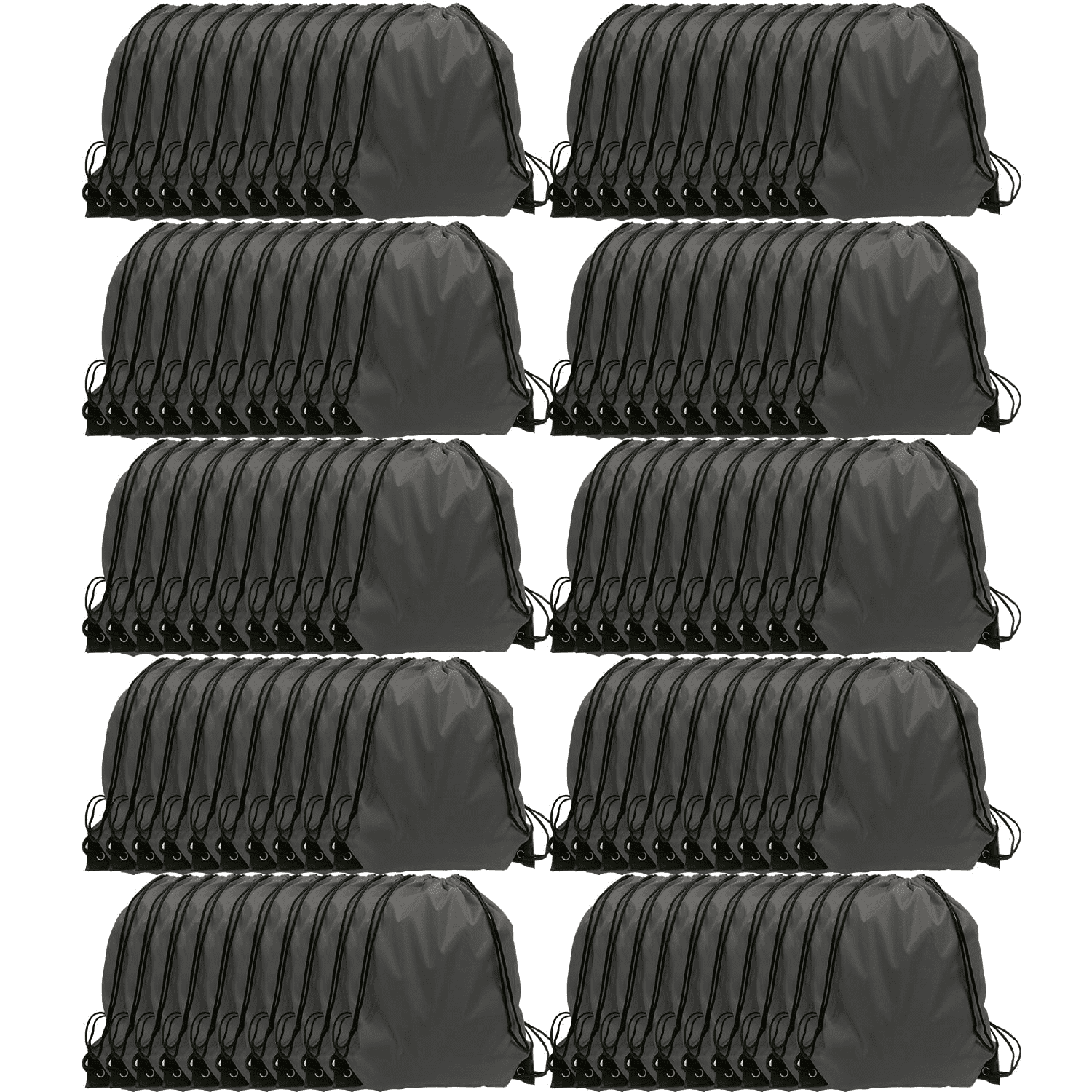 Northern Brothers 100 Pcs Lightweight Nylon Drawstring Backpacks, Gray ...