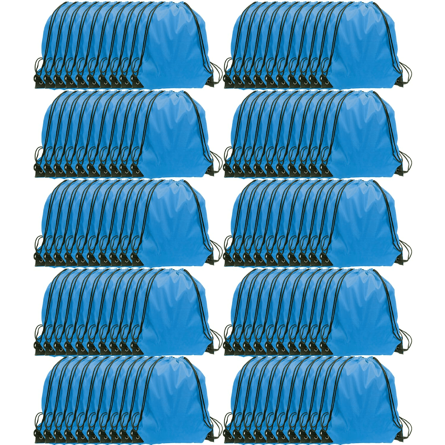 Northern Brothers 100 Pcs Lightweight Nylon Drawstring Backpacks, Sky ...