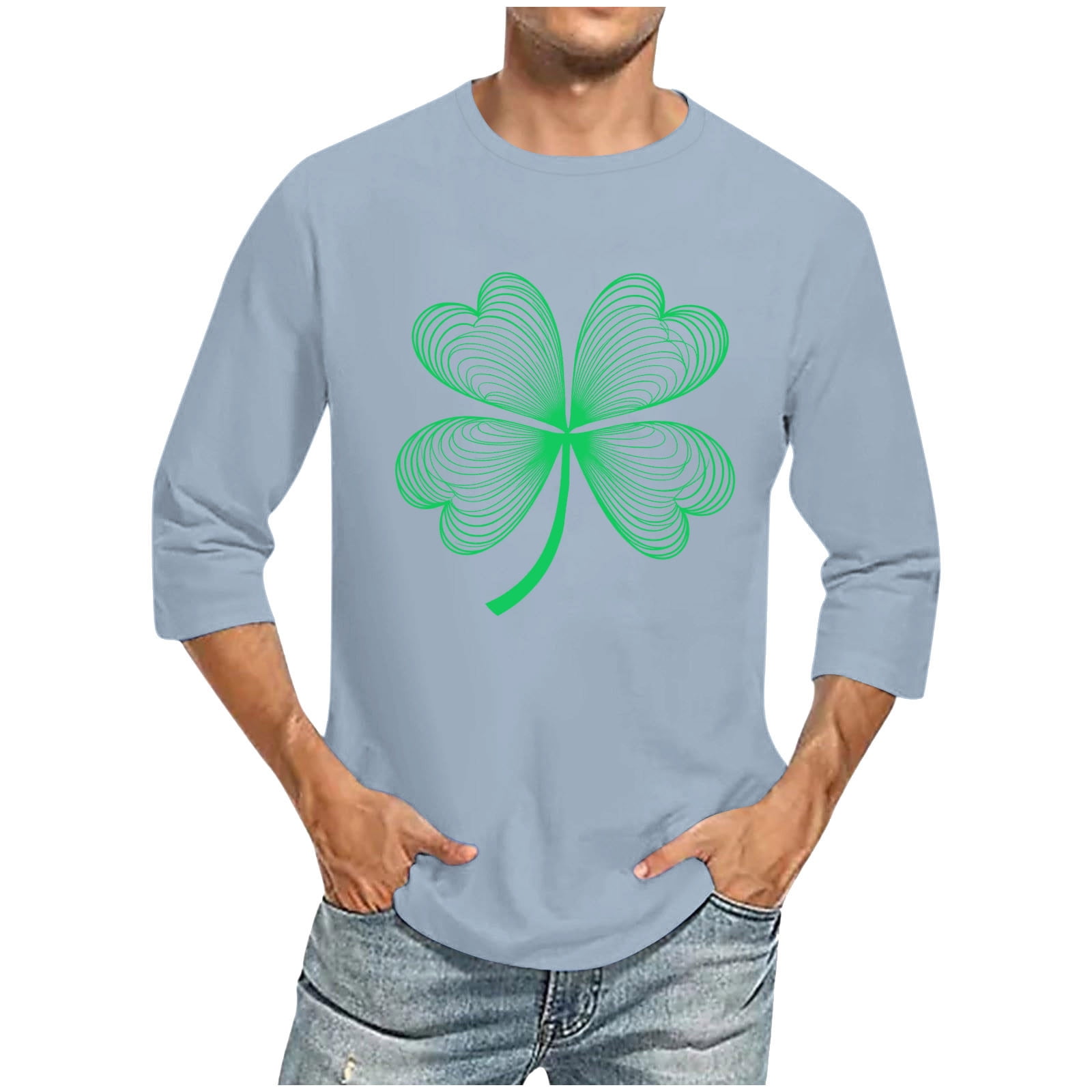 Goodtrade8 3/4 Sleeve St Patricks Day Men Shirts Big and Tall Crew Neck ...