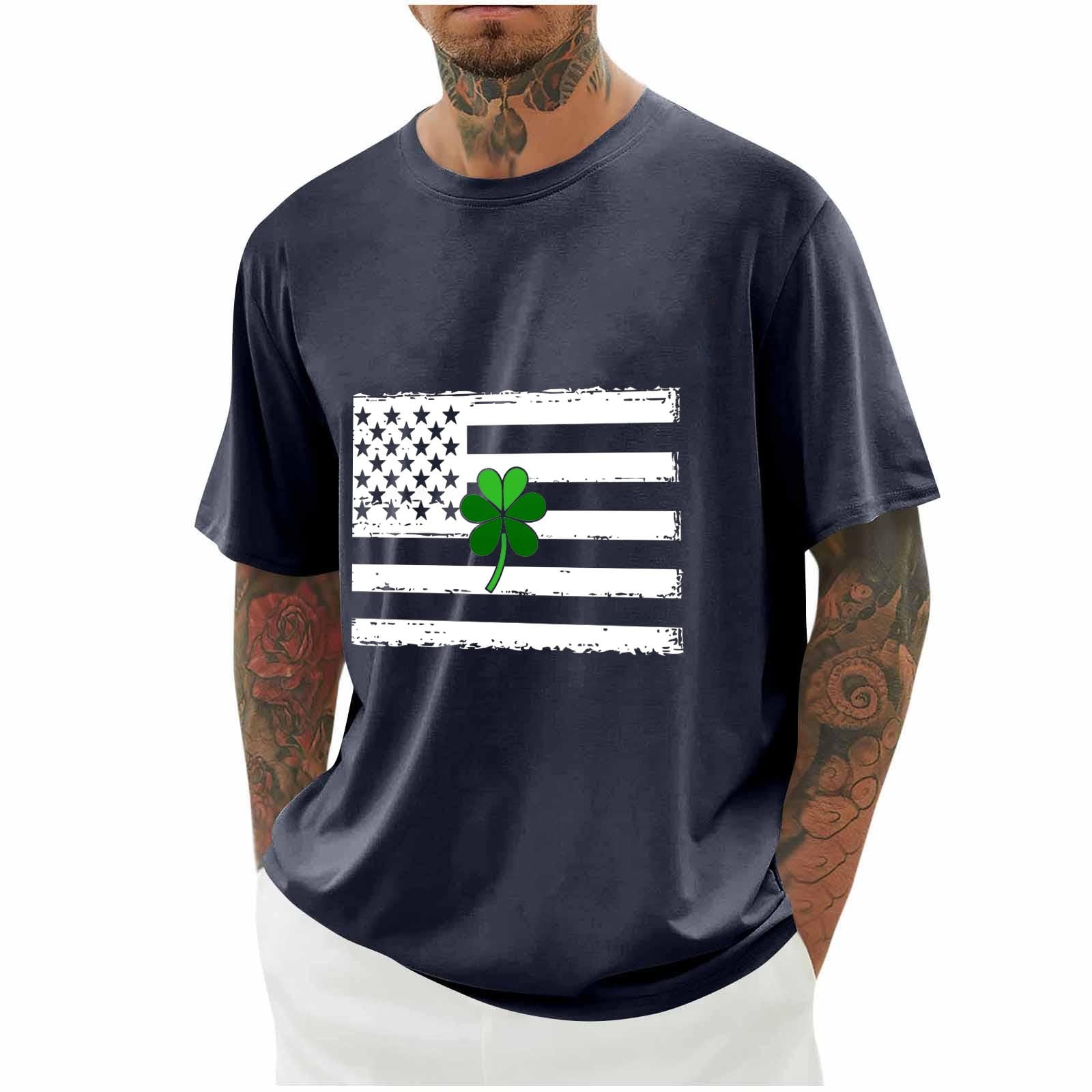 Goodtrade8 Big and Tall St Patricks Day Men Shirts Casual Athletic Crew ...