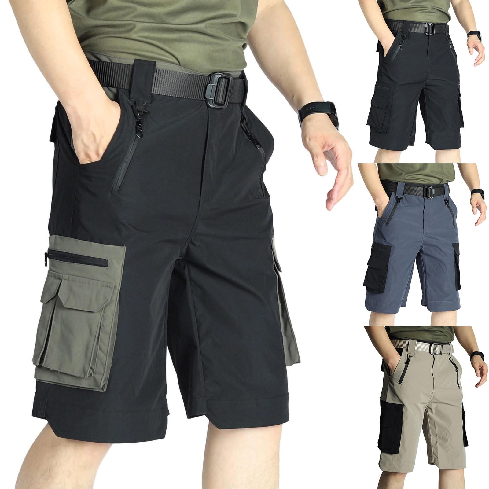 Goodtrade8 Cargo Shorts for Men with Pocket Athletic Color Block ...
