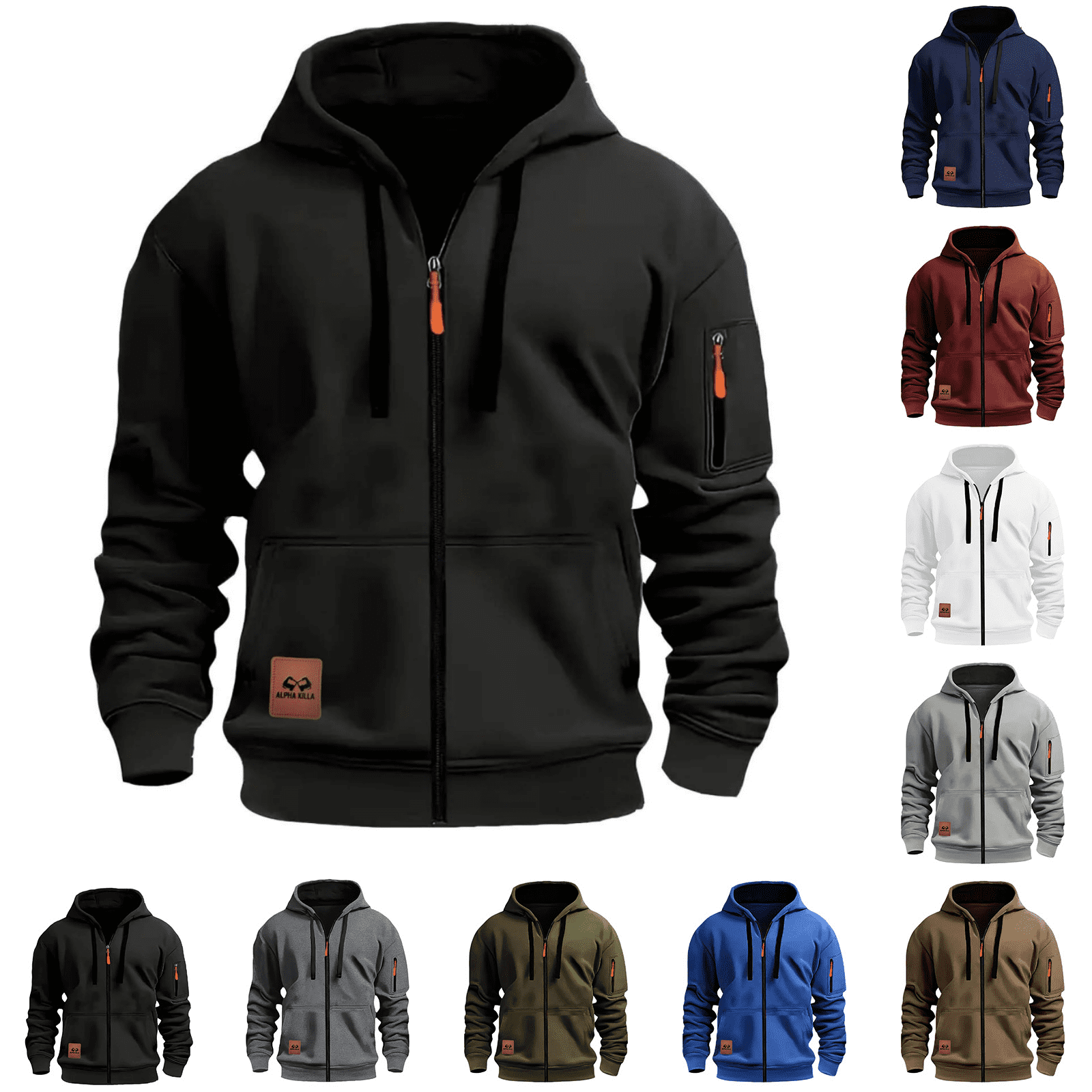 Goodtrade8 Hoodies for Men Zipper Front Zip up Hooded Sweatshirts ...