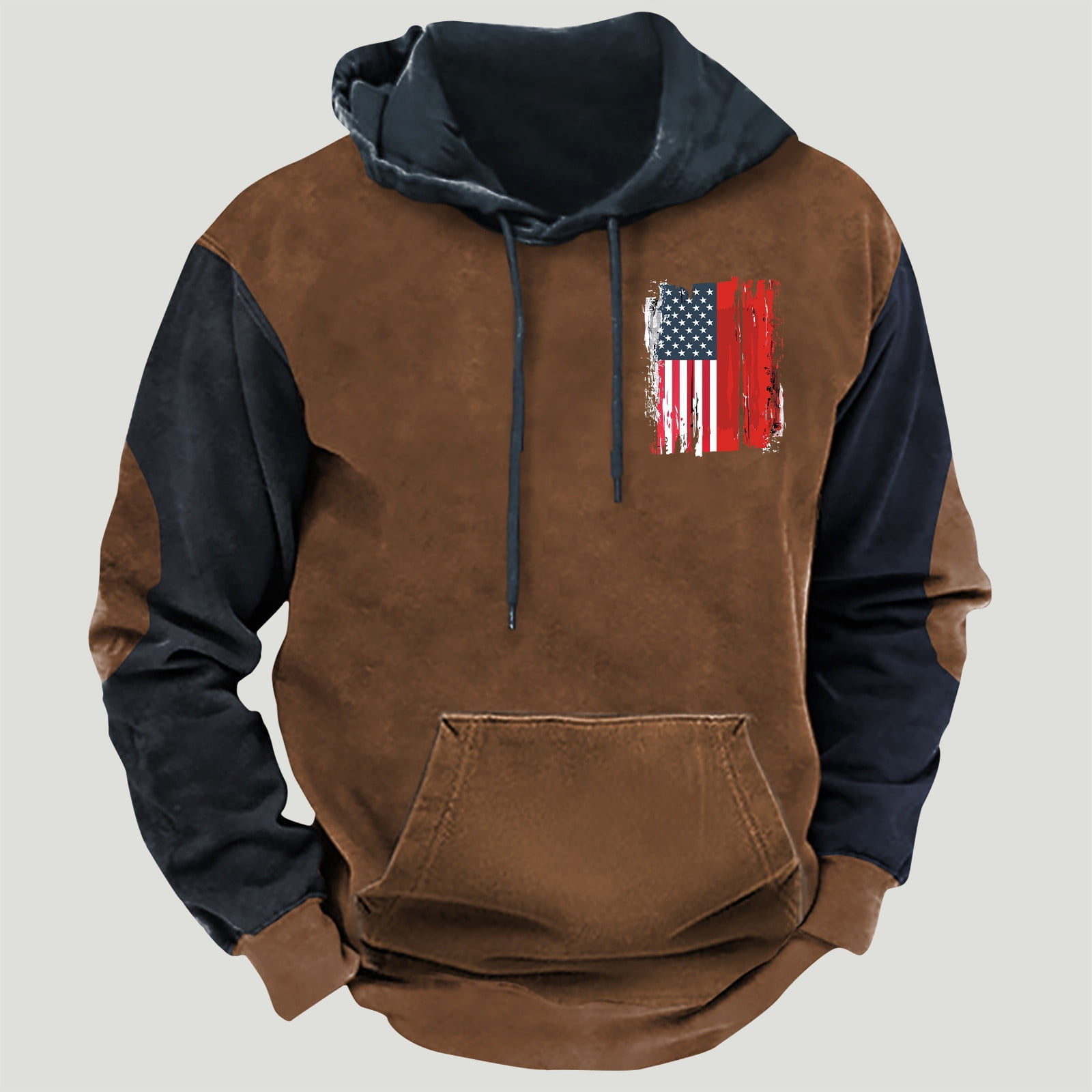 Goodtrade8 Hooded Men's Sweatshirts Color Block Casual Long Sleeve ...
