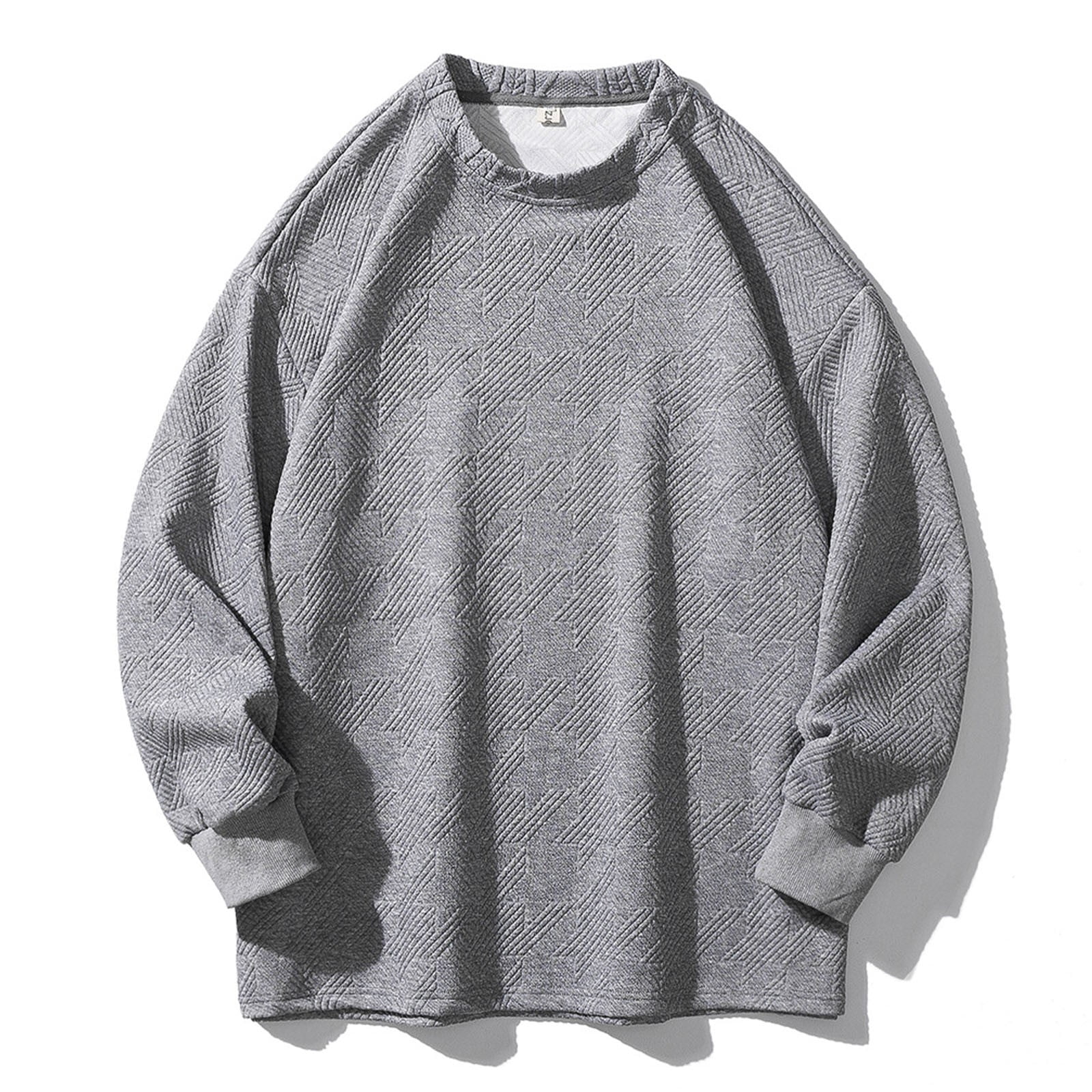 Goodtrade8 Long Sleeve Mens Tops Casual Plain Crew Neck Men's ...