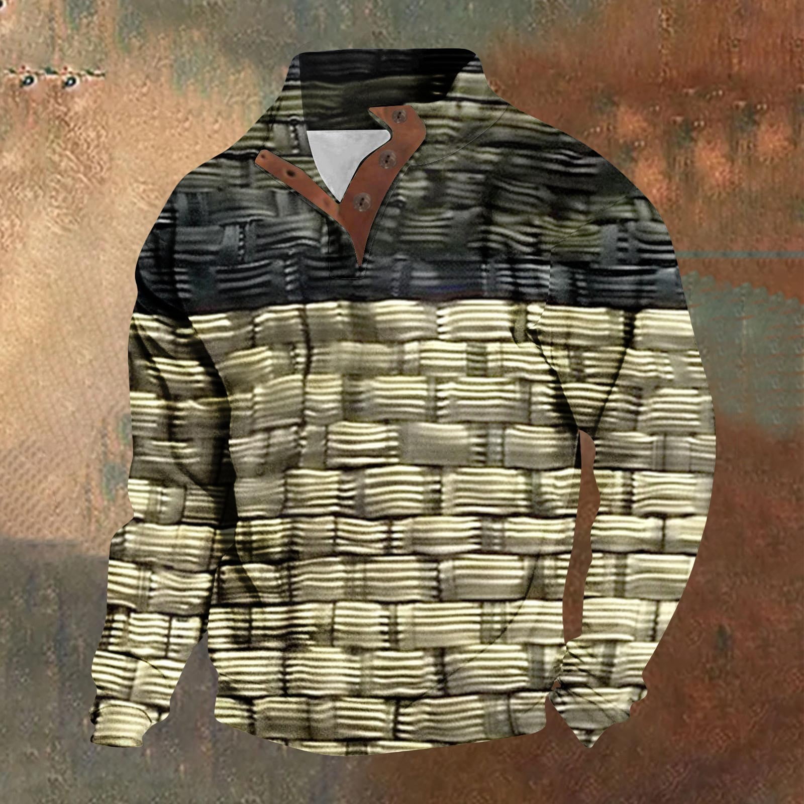 Goodtrade8 Long Sleeve Winter Tops for Men 2025 Button Color Block ...