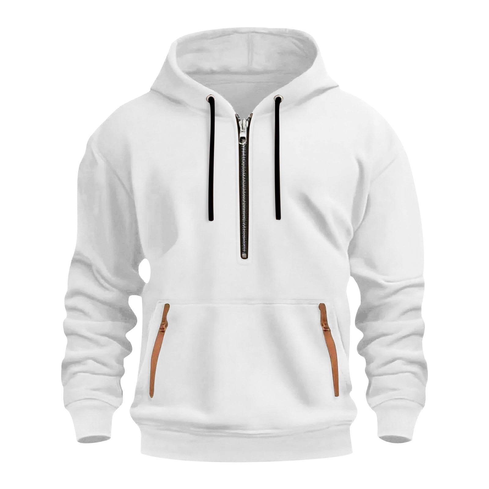 Goodtrade8 Mens Hoodies Half Zipper Zip up Pockets Plain Athletic ...