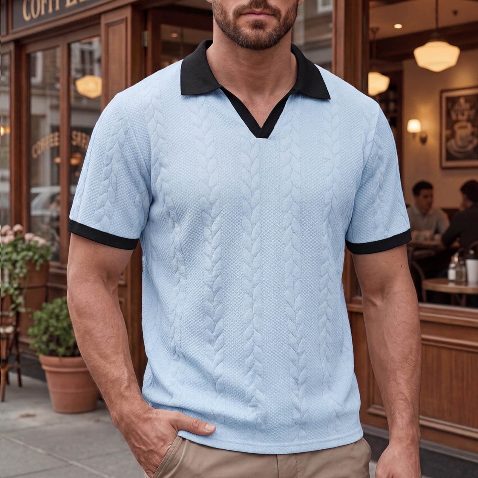 Goodtrade8 Mens Short Sleeve Shirts Polo Casual Dress Turn Down Collar ...