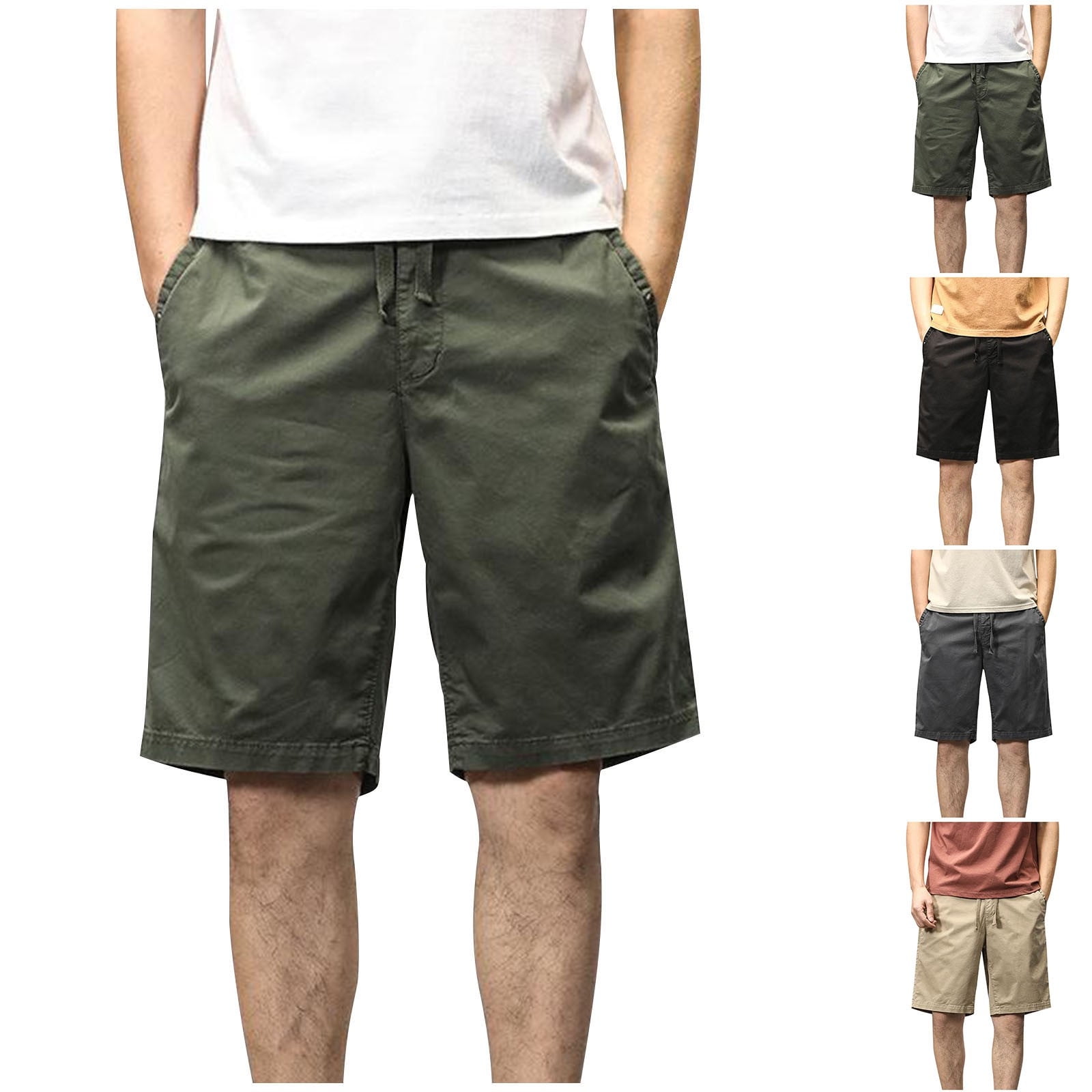 Goodtrade8 Mens Shorts Cargo Athletic Pocket Loose Plain Casual Outdoor ...