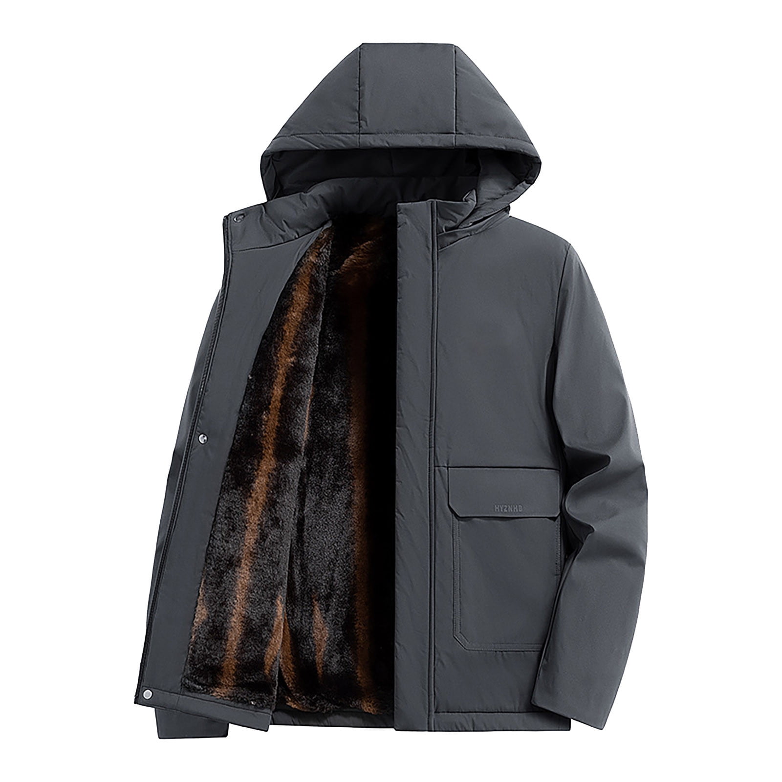 Goodtrade8 Mens Winter Jackets Outwear Big and Tall Solid Color Long ...