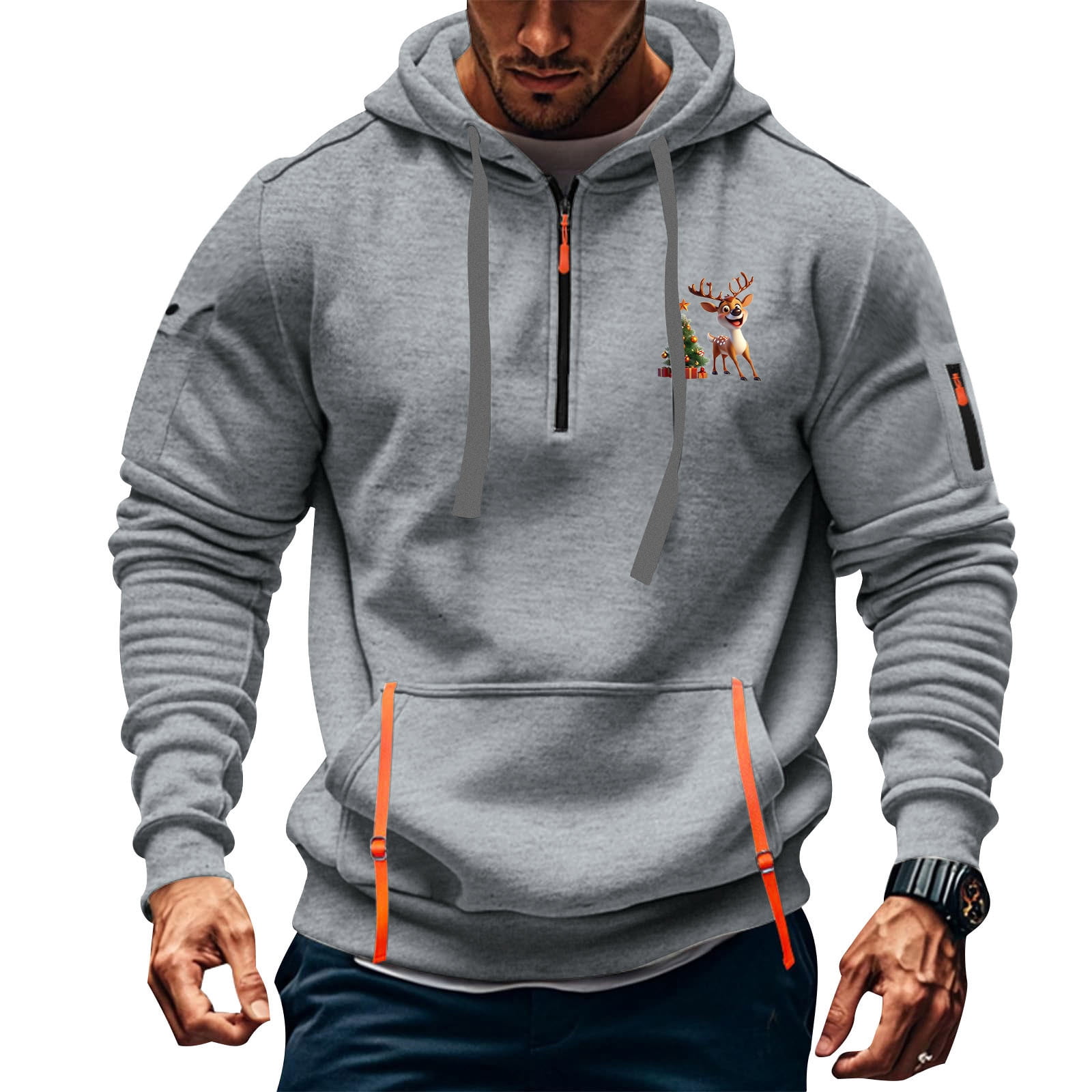 Goodtrade8 Oversized Sweatshirts for Men Hooded Quarter Zipper Graphic ...