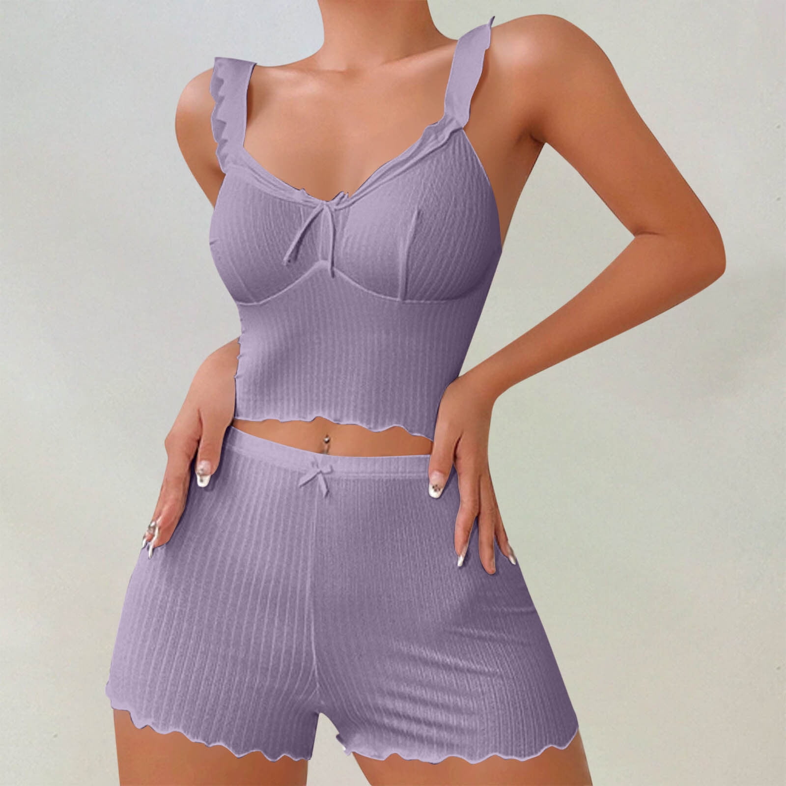 Goodtrade8 Plus Size Pajama Set for Woman Soft Camisoles Casual ...