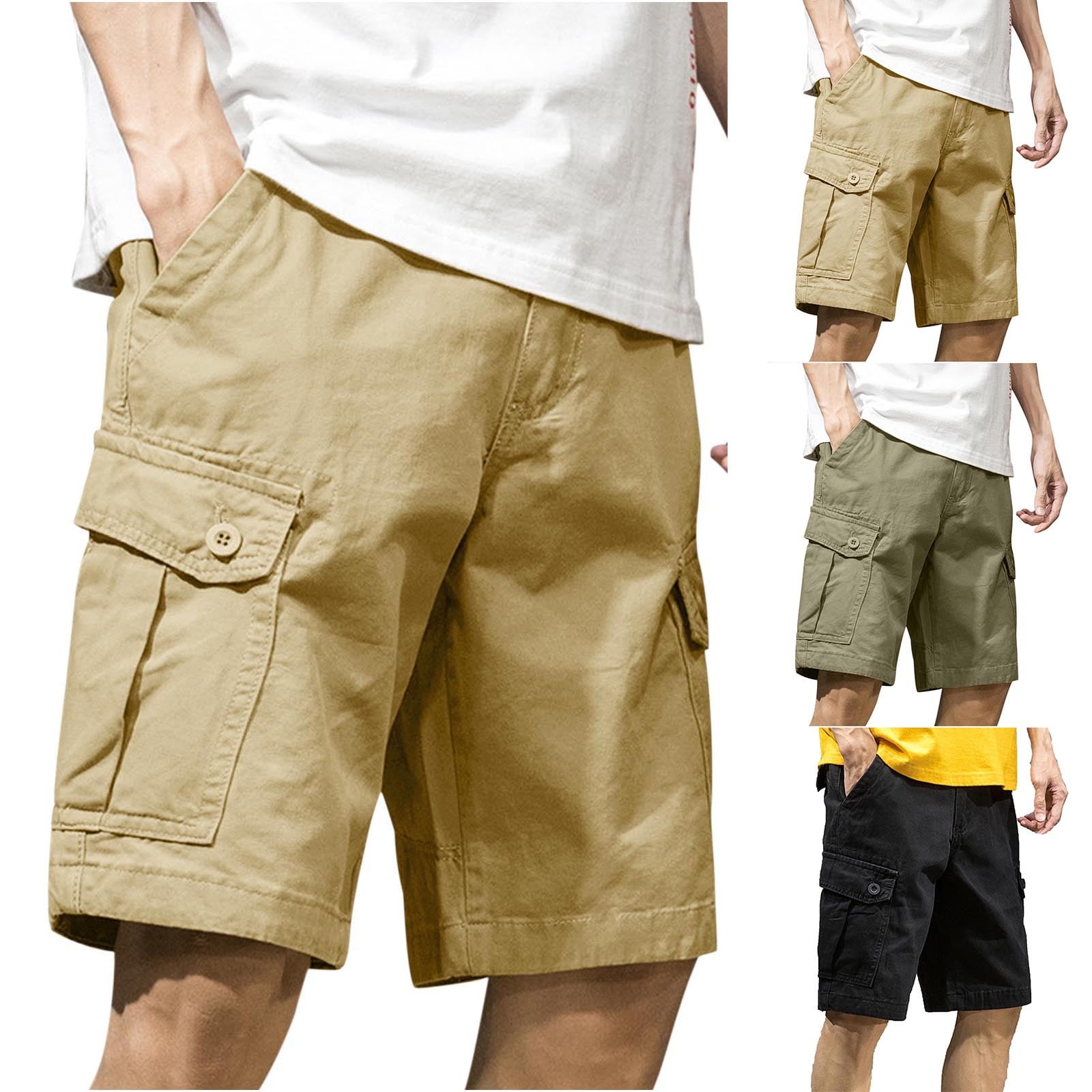 Goodtrade8 Pockets Cargo Shorts for Men Athletic Casual Straight ...