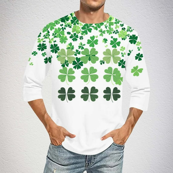 Goodtrade8 St Patricks Day Mens Clothes Lucky Big and Tall Casual Graphic Tee Crew Neck Vacation ...