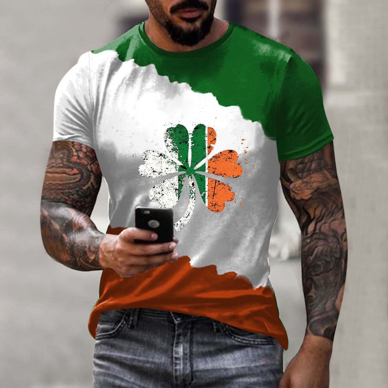 Goodtrade8 St Patricks Day Mens Shirt Big and Tall Lucky Short Sleeve ...