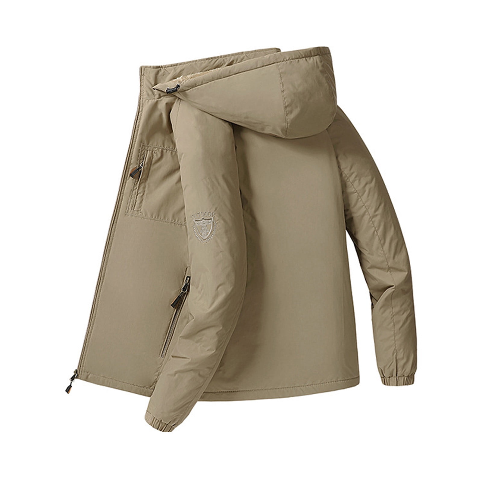 Goodtrade8 Thick Jackets for Men Big and Tall Outwear Fleece Solid ...