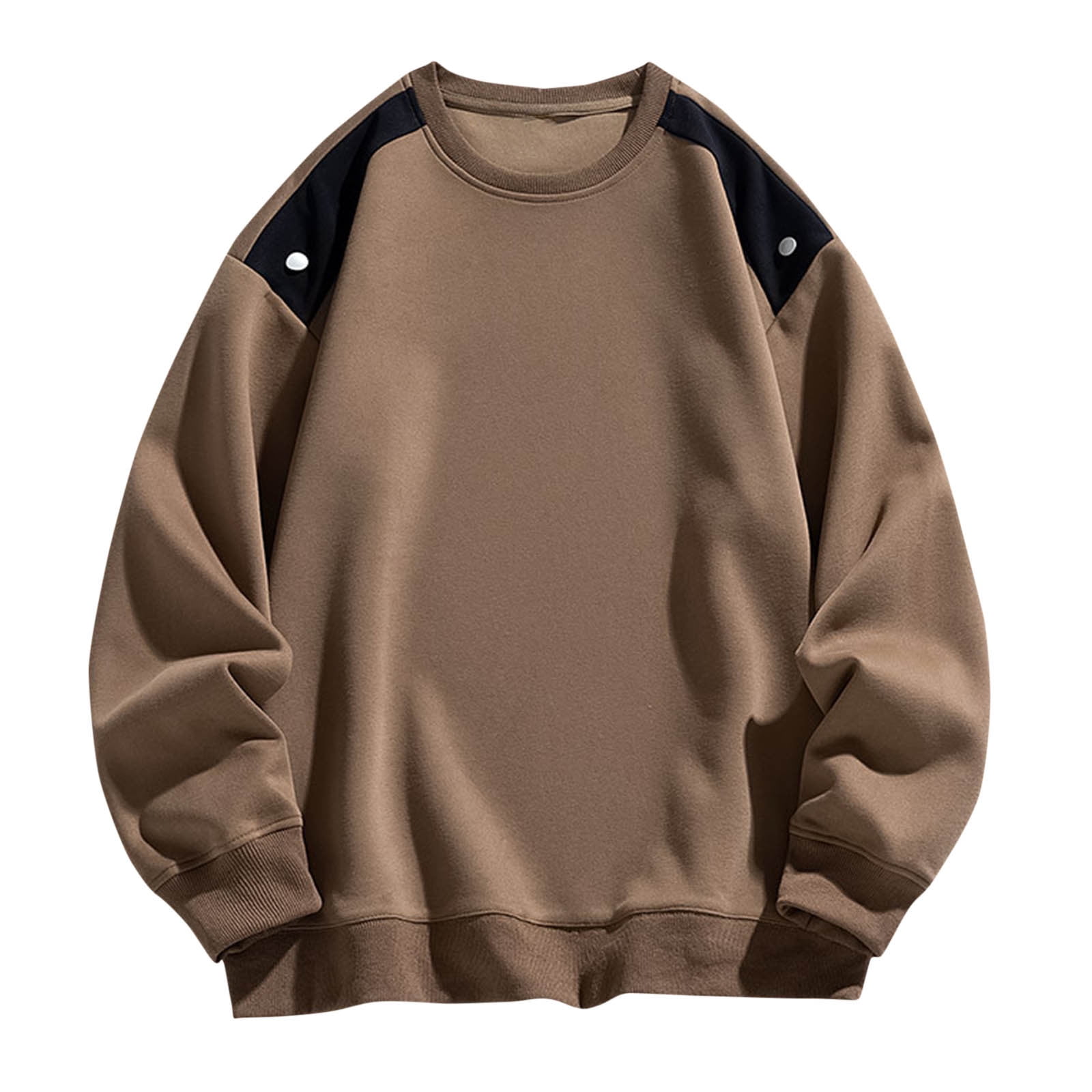 Goodtrade8 Tops for Mens Outing Casual Color Block Crew Neck Long ...