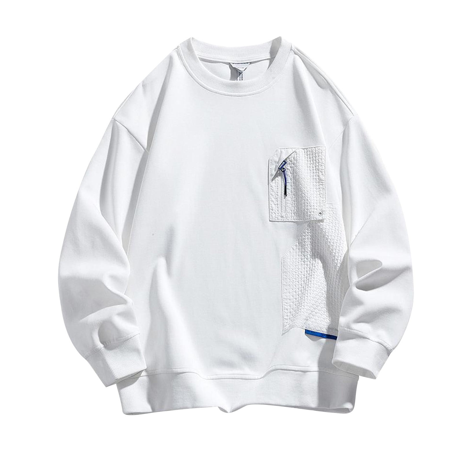 Goodtrade8 Tops for Mens Outing Plain Athletic Long Sleeve Pocket Crew ...