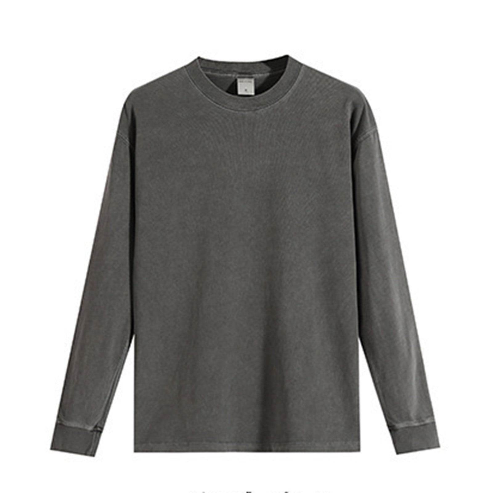 Goodtrade8 Tops for Mens Outing Solid Color Cotton Casual Crew Neck ...