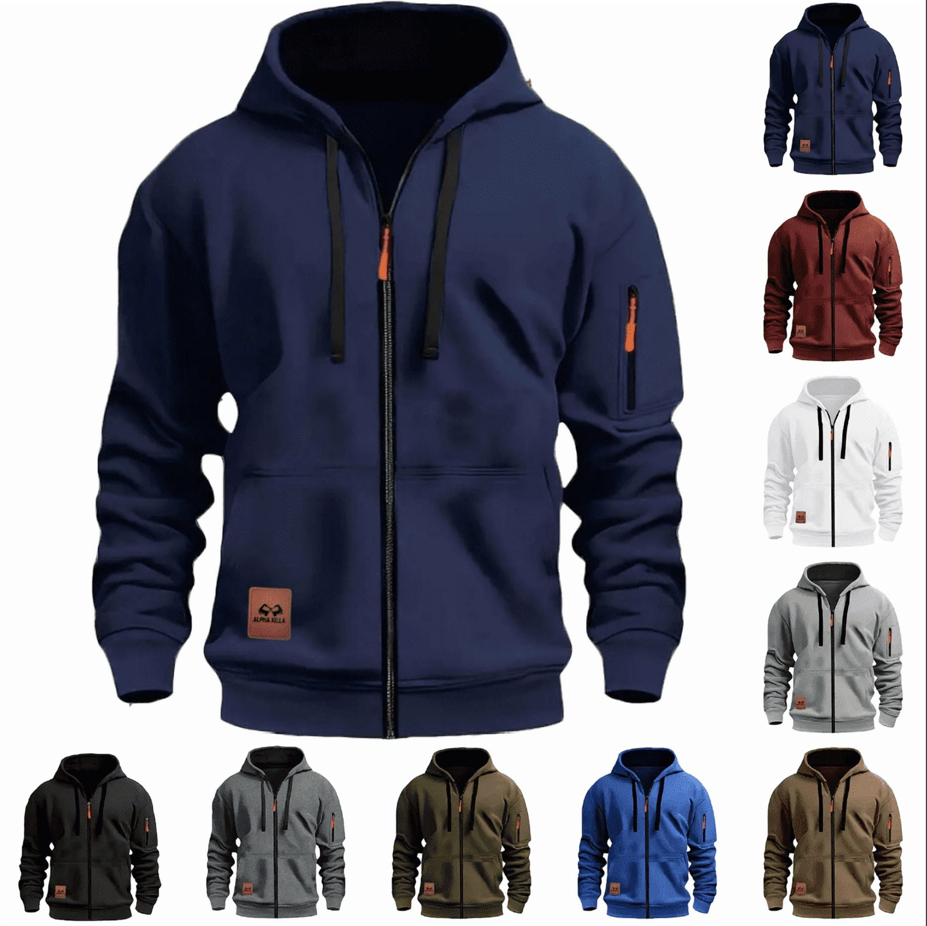 Goodtrade8 Zip up Hoodies for Men Zipper Front Hooded Sweatshirts Multi ...