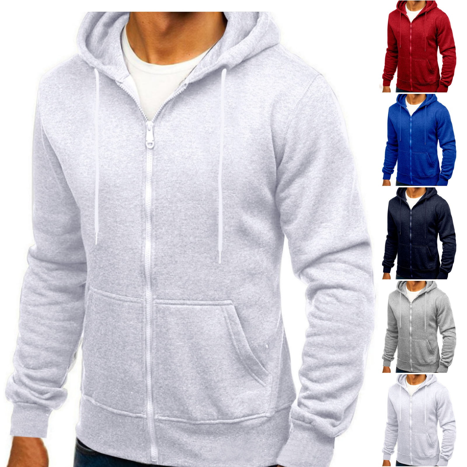Goodtrade8 Zip up Mens Winter Jackets and Coats Hooded Athletic Pocket ...