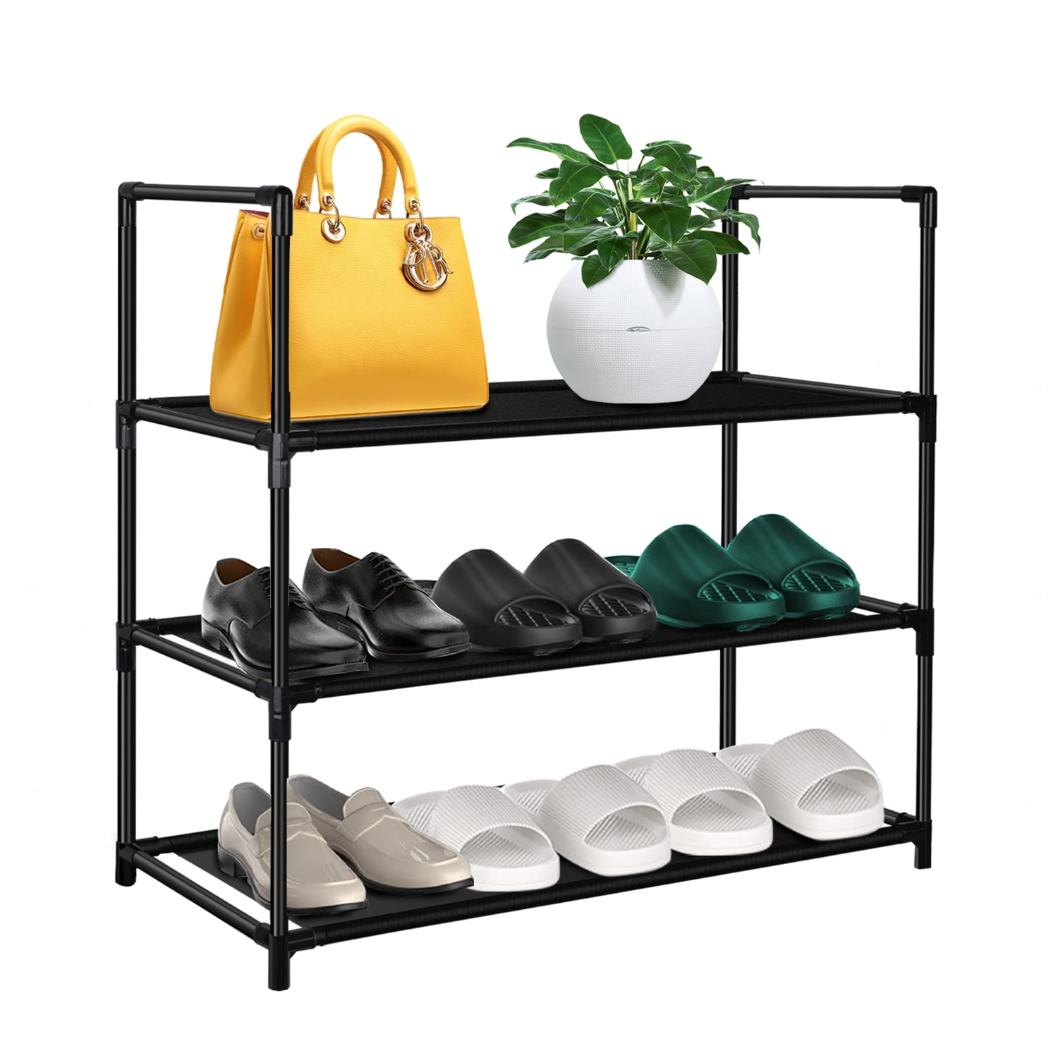 Goodwill 3-Tier Shoe Rack Storage Organizer, Free Standing Metal Shoe ...