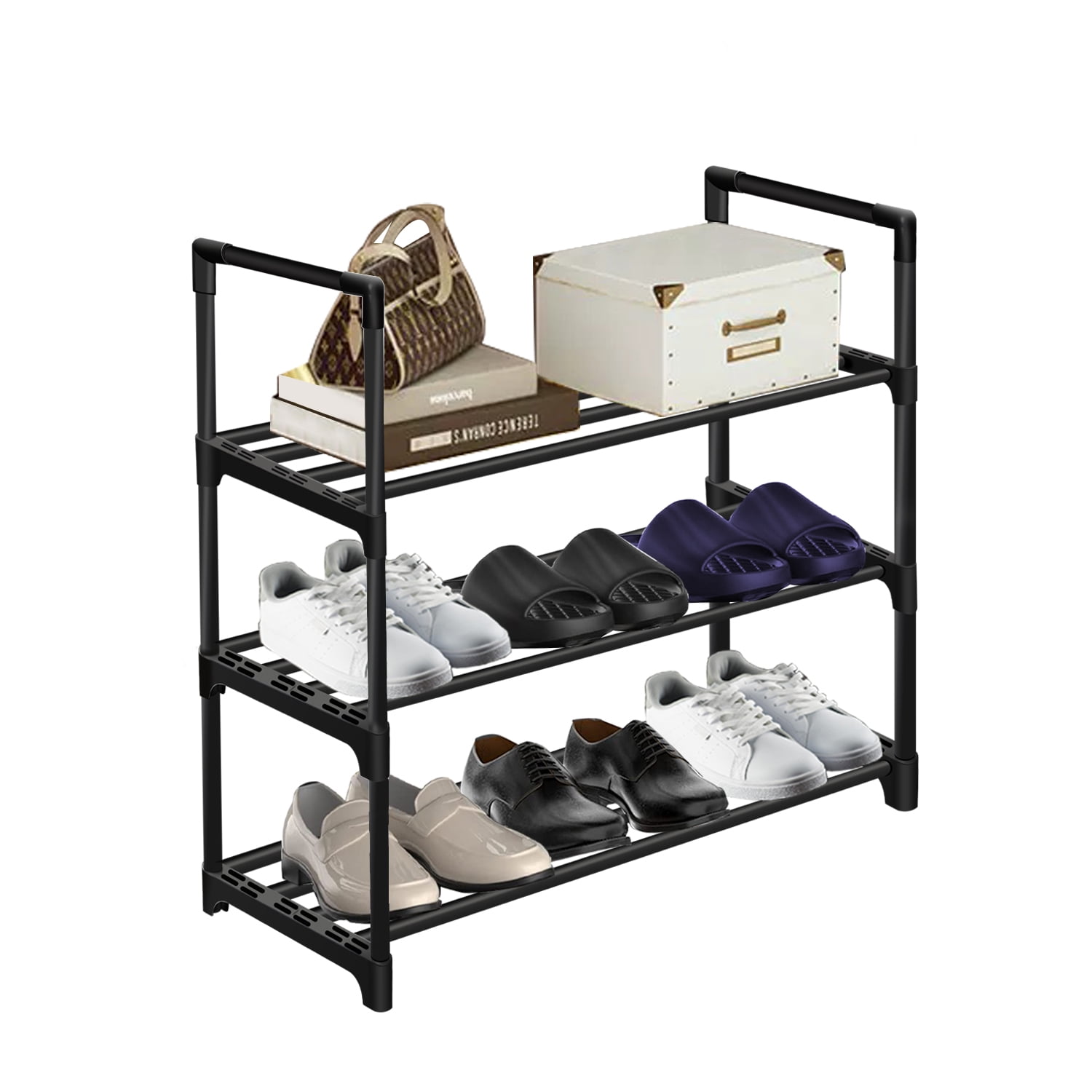 Goodwill 3-Tier Stackable Shoes Rack Storage Shelf, Metal Shoe ...