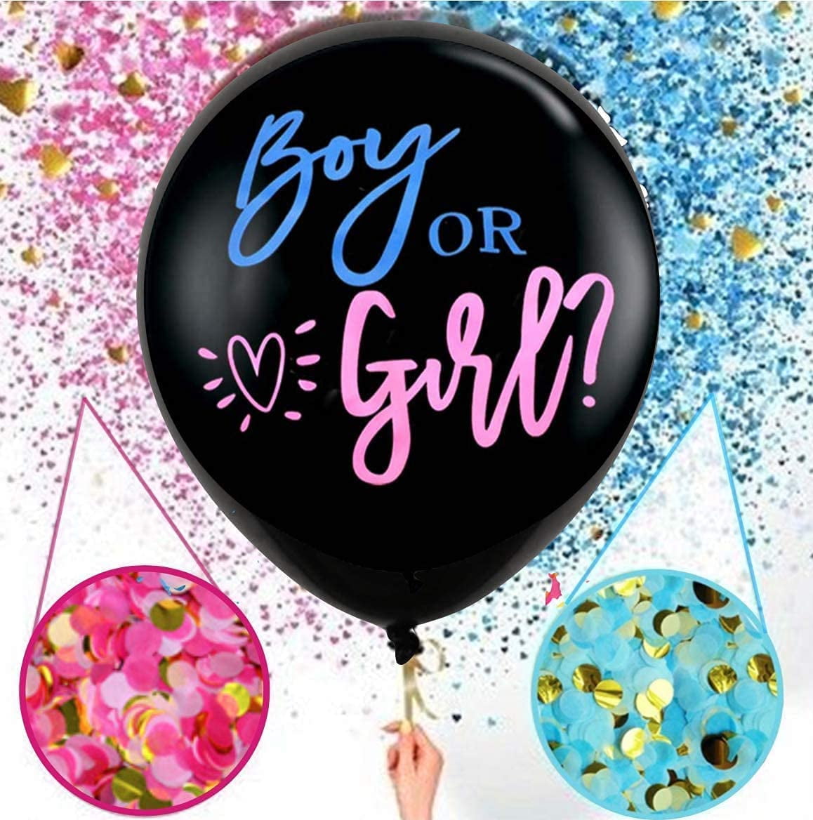 Goodwill 36 Inch Baby Gender Reveal Balloon, Big Black Balloons x2 with ...