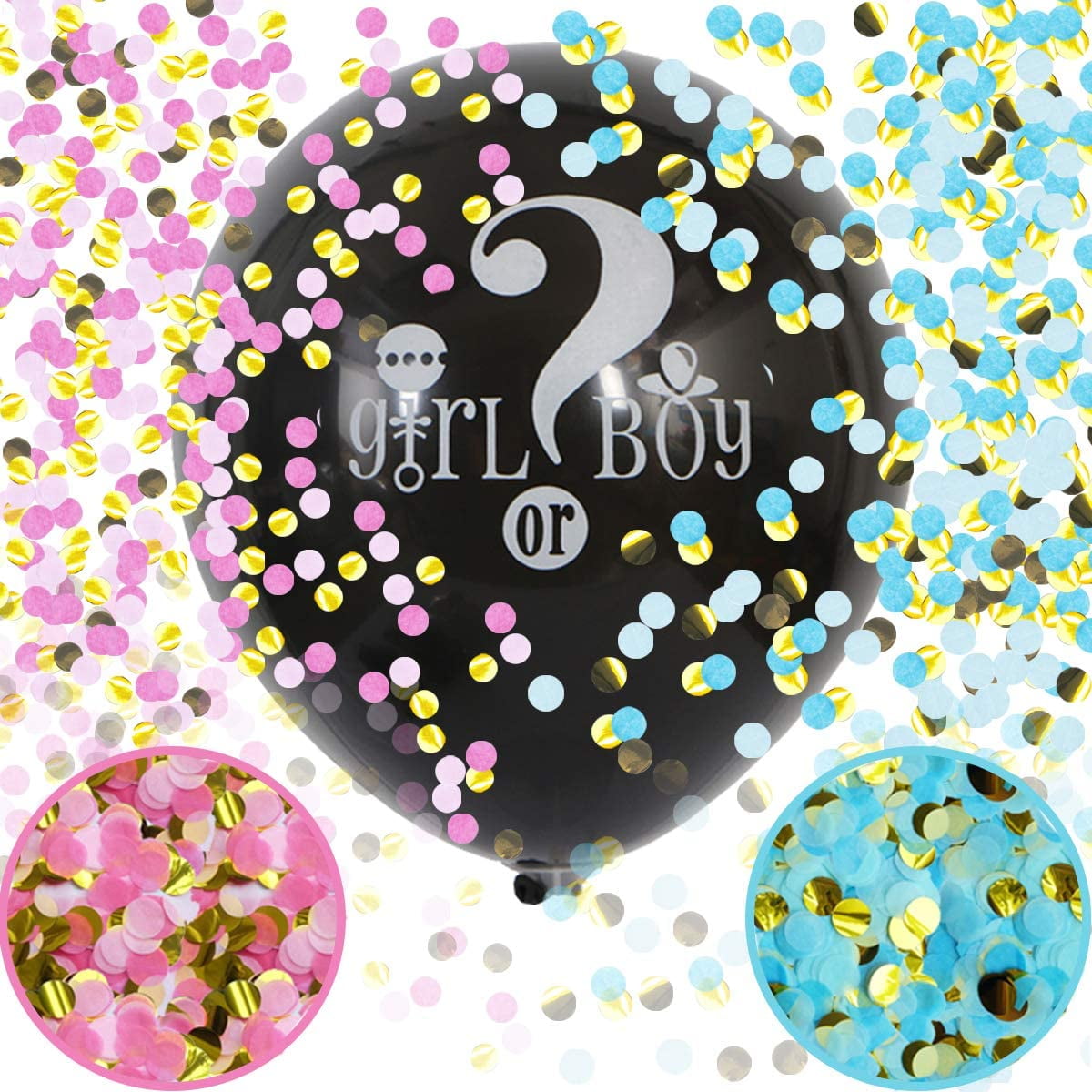 Goodwill 36 Inch Baby Gender Reveal Balloon, Big Black Balloons x2 with ...
