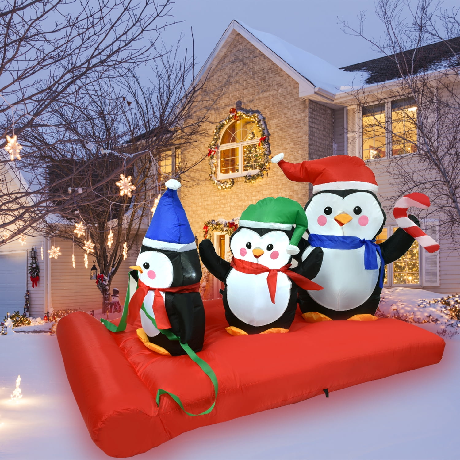 Goodwill 5 FT Long Inflatable sled penguin with Build-in LEDs Blow Up ...