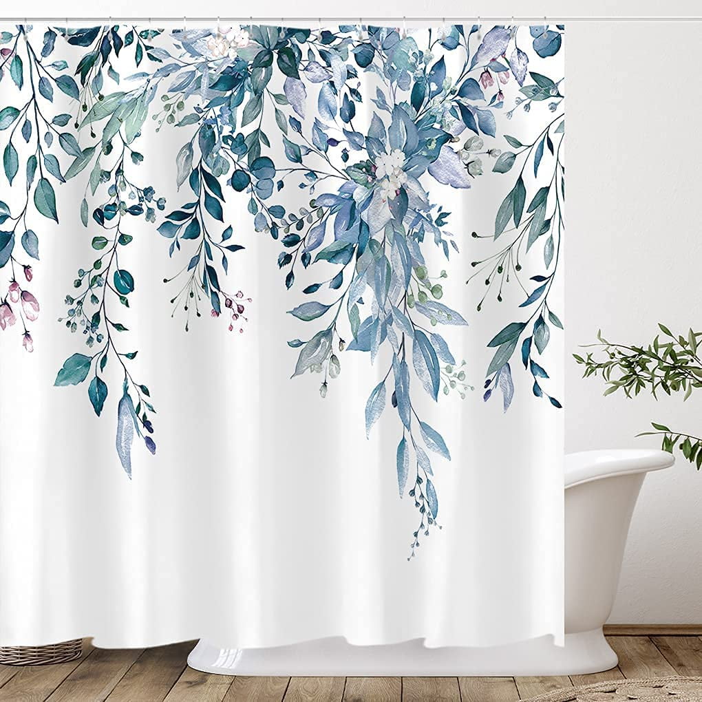 Goodwill Eucalyptus Shower Curtain Set Watercolor Leaves Floral Decor