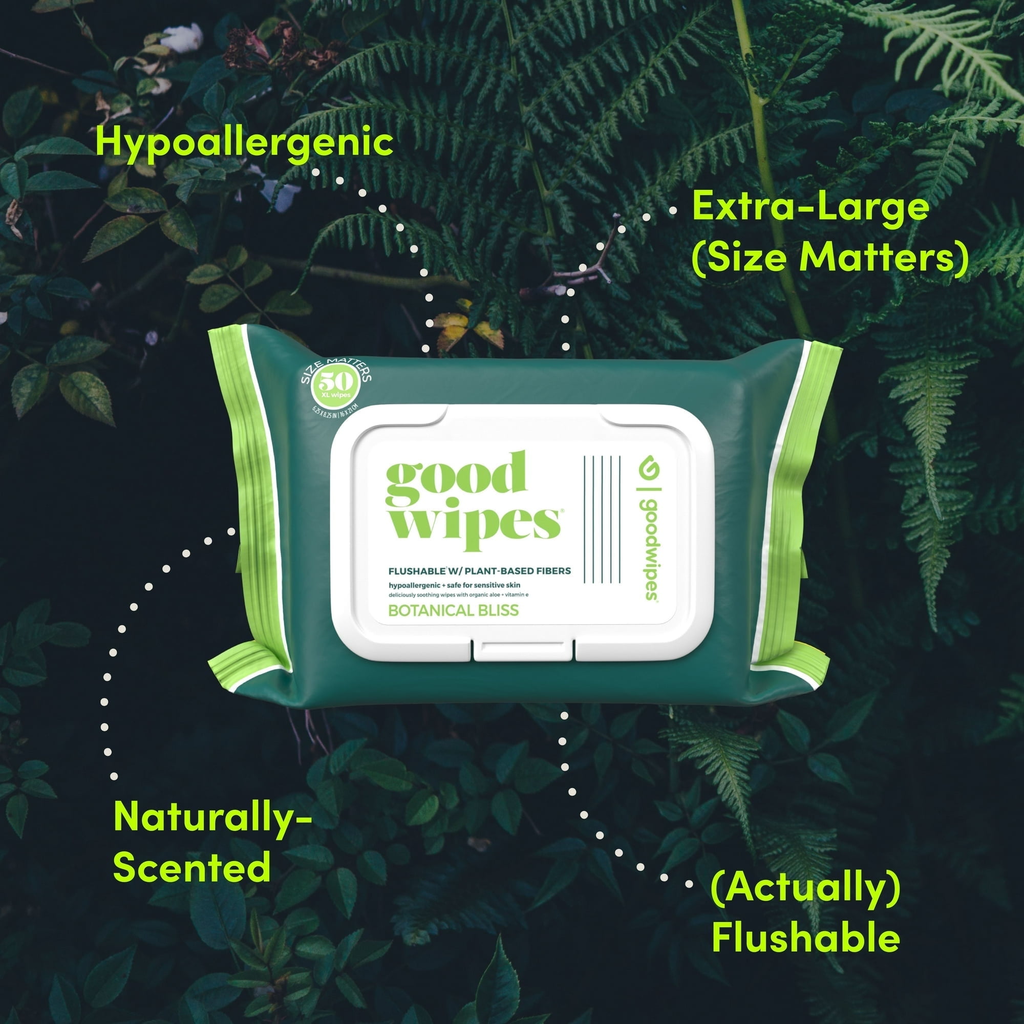 Goodwipes Flushable Butt Wipes, Botanical Bliss Scented, 12 Pack, 600 ...
