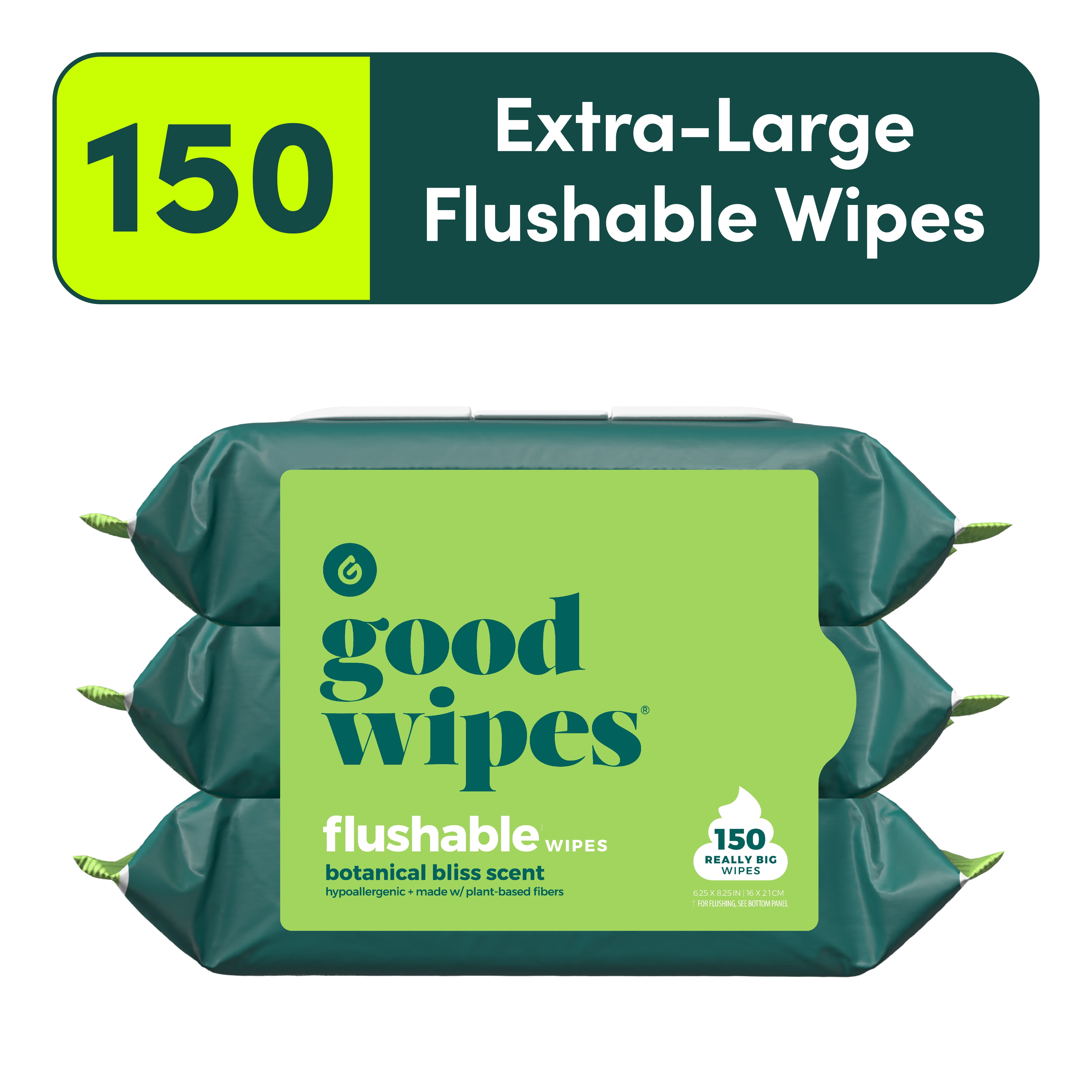 Goodwipes Flushable Butt Wipes, Botanical Bliss Scented, 3 Pack, 150 ...