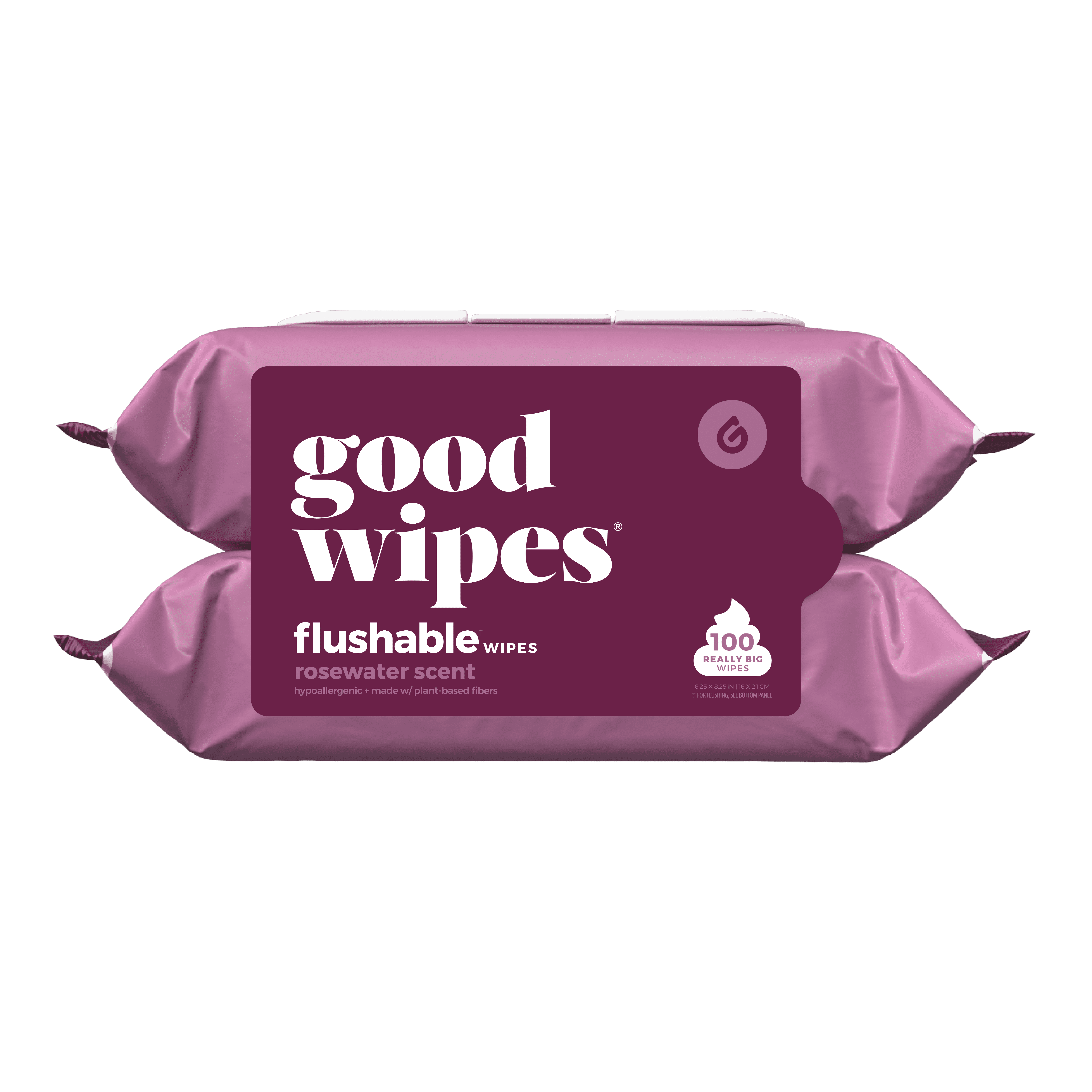 Goodwipes Flushable Butt Wipes, Plant Based, Rosewater Scented, 2 Pack ...