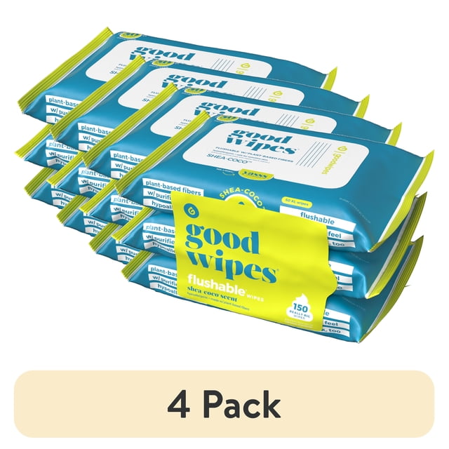 (4 pack) Goodwipes Flushable Butt Wipes Safe for Sensitive Skin, Shea ...