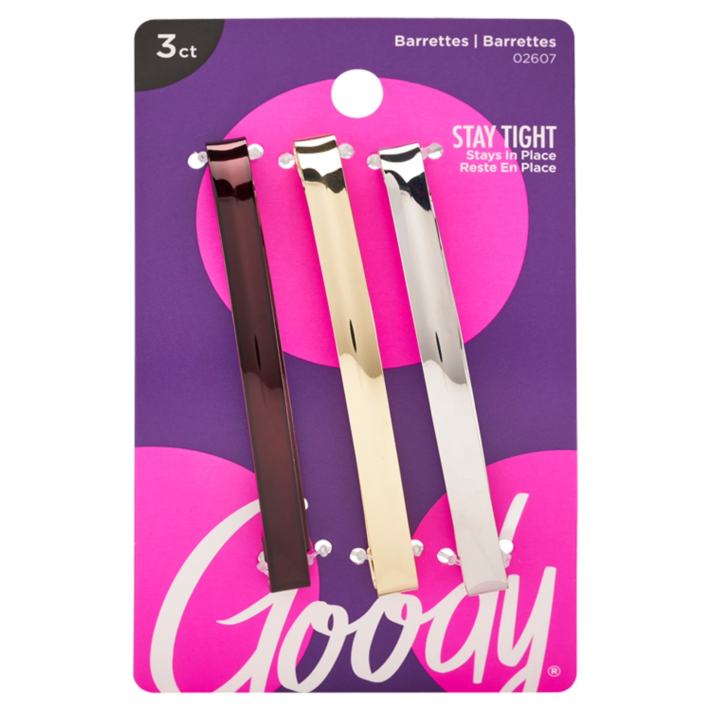 Goody 3' Domed Hair Barettes with Non-Slip Grip for All-Day Wear ...