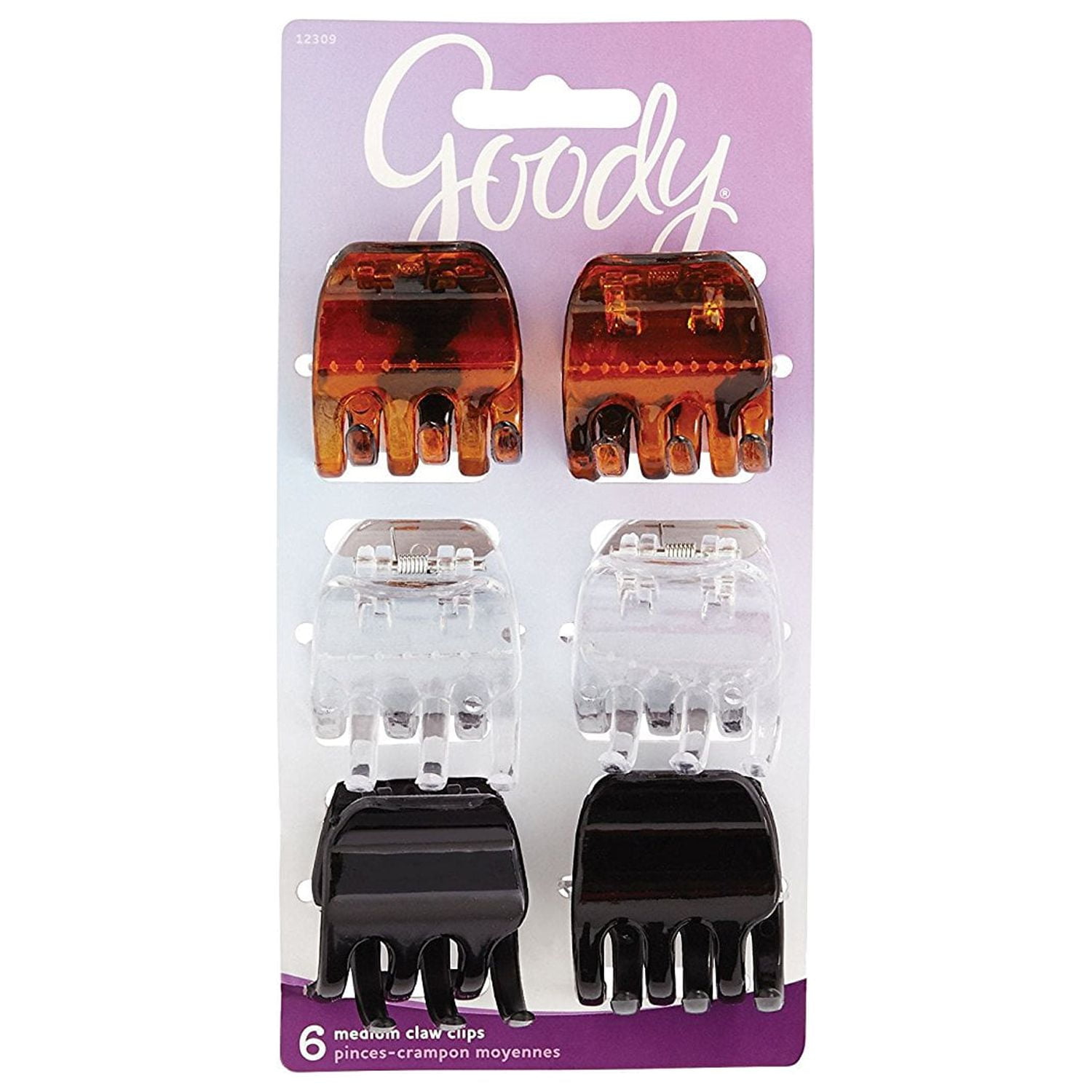 Goody Classic Claw Hair Clips Pack, 6 Count - Walmart.com