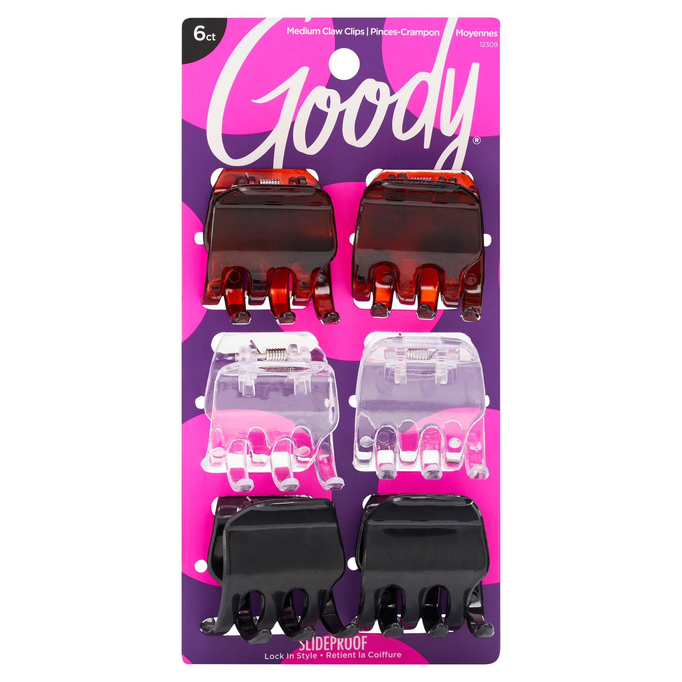Goody Classic Claw Hair Clips Pack, 6 Count - Walmart.com