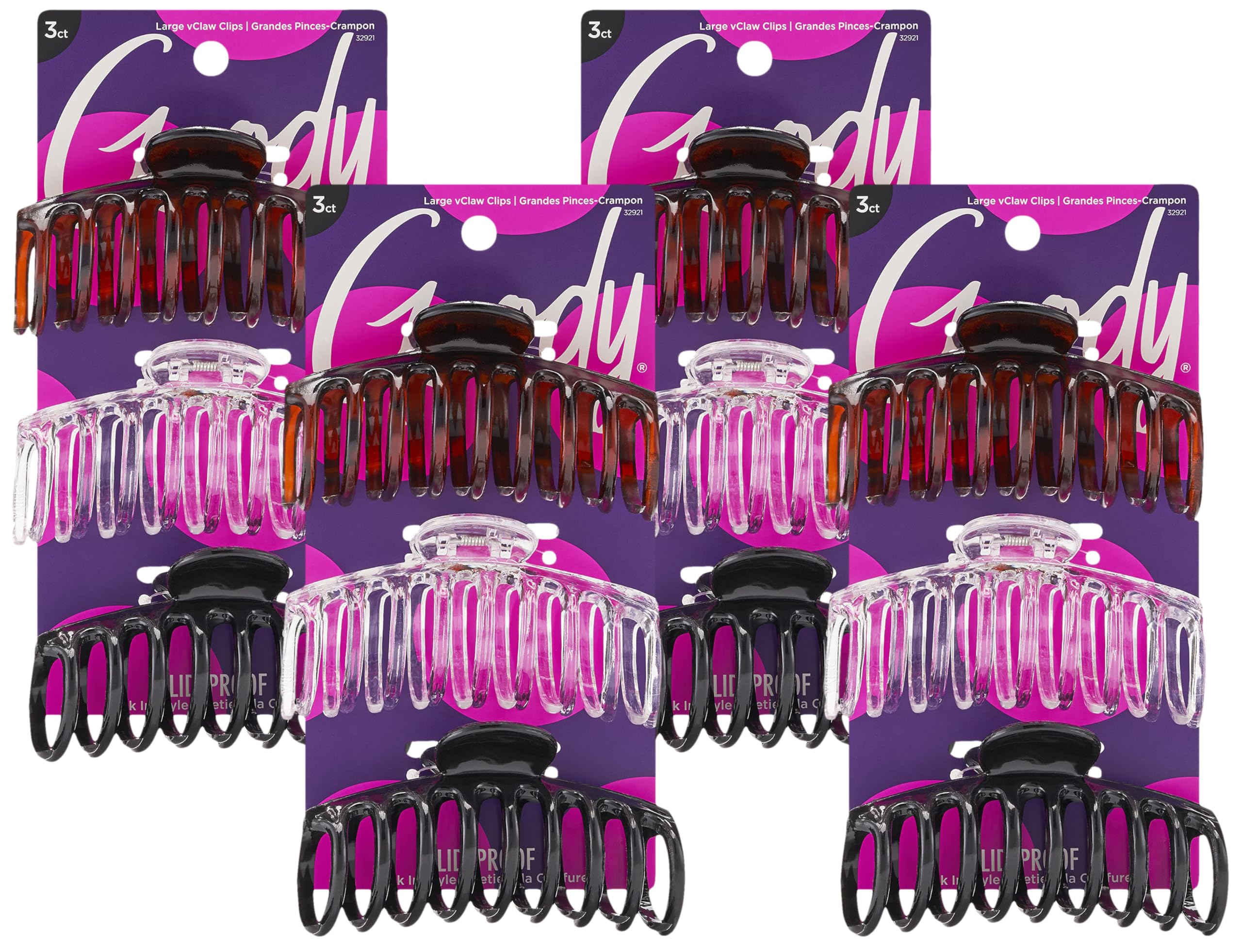 Goody Classics Large Sprial Claw Clips - 12-Pack, Assorted Colors ...