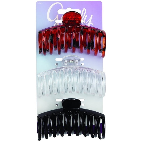 Goody Large Claw Clips Pack of 3, Medium Size, Brown, Clear and Black ...