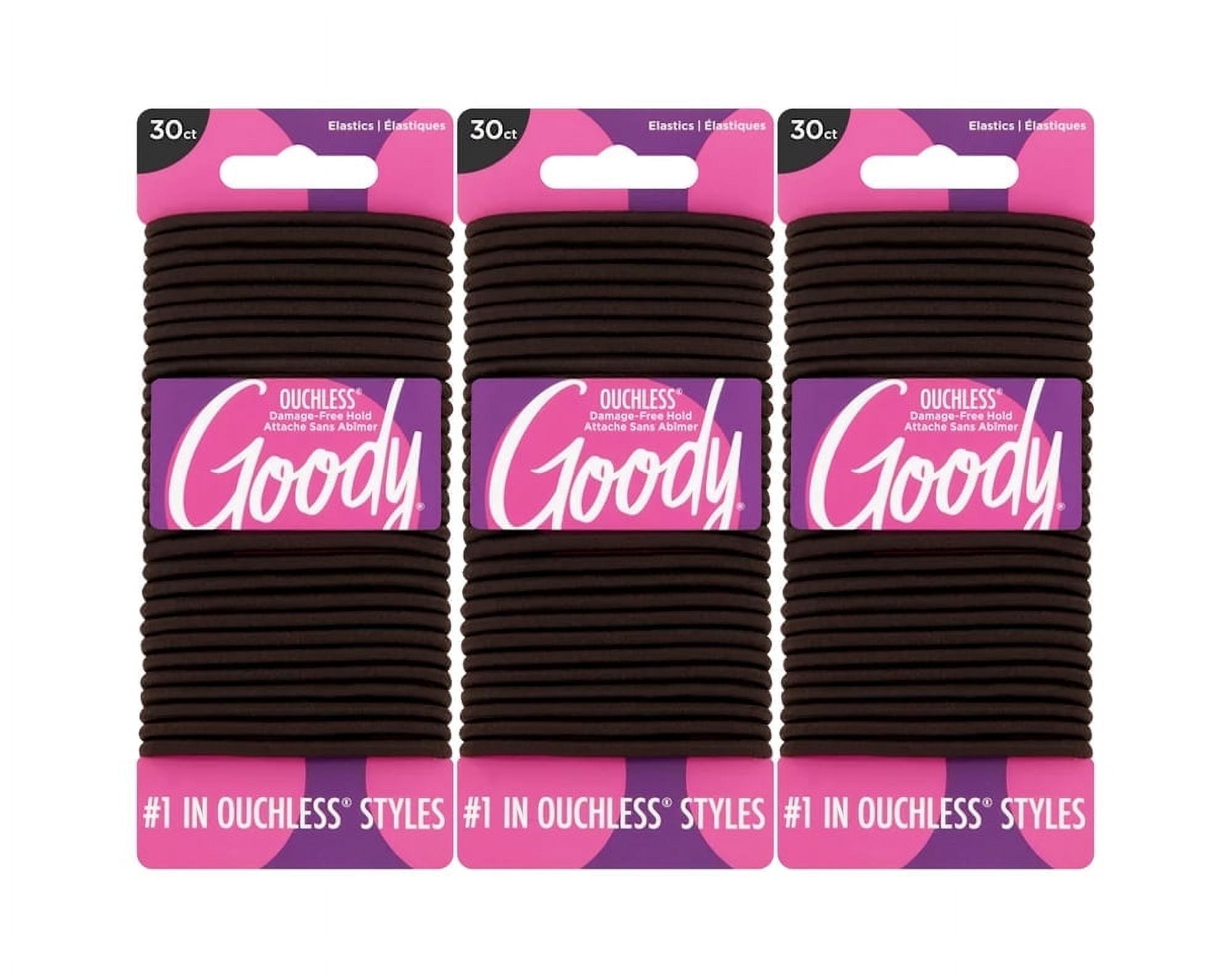 Goody Ouchless Brown Hair Elastics No Metal Gentle Hair Ties 90 Ct for ...