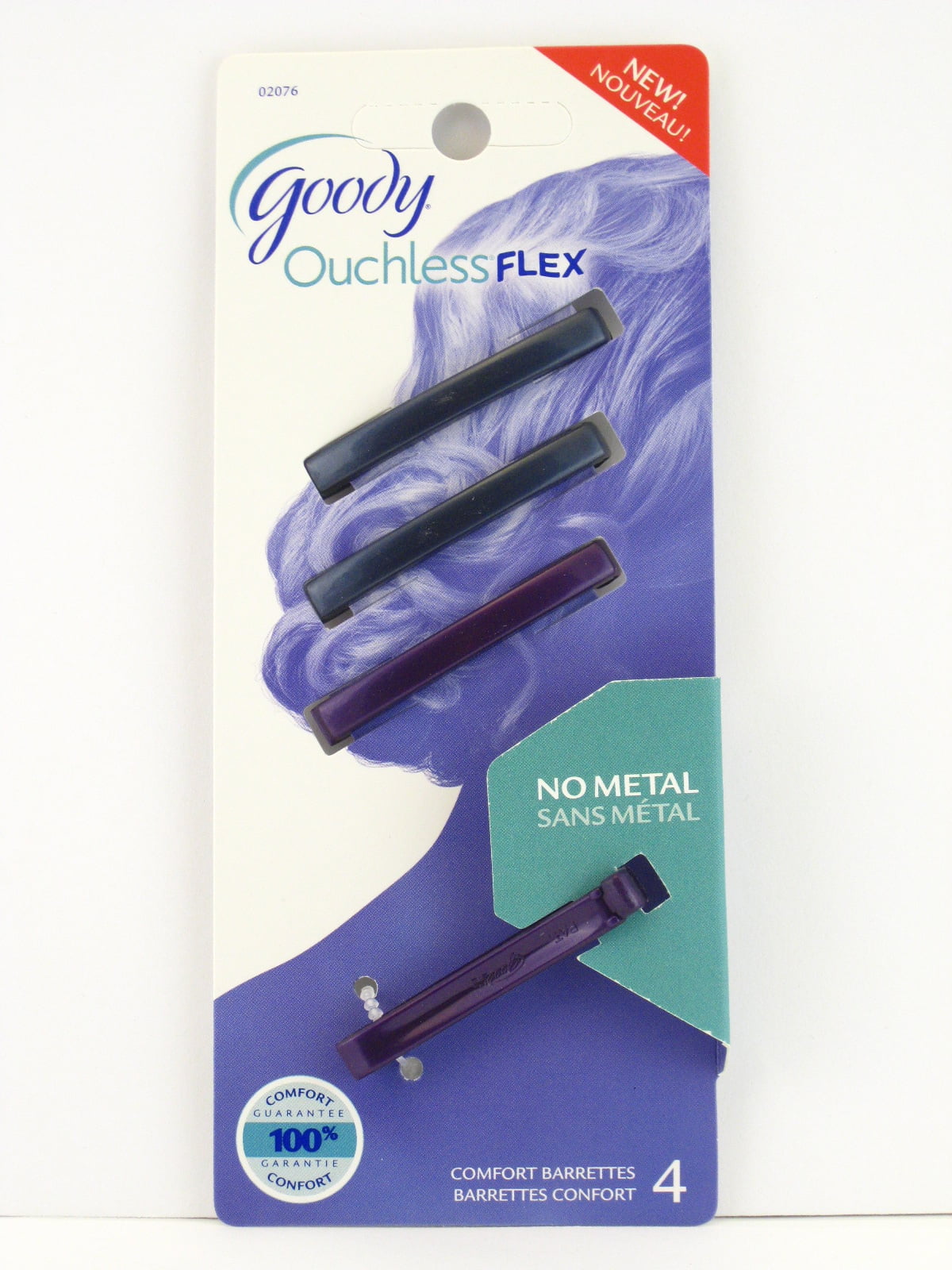 Goody Ouchless Flex Comfort Hair Barrettes - Blue & Purple - 4 Pcs ...