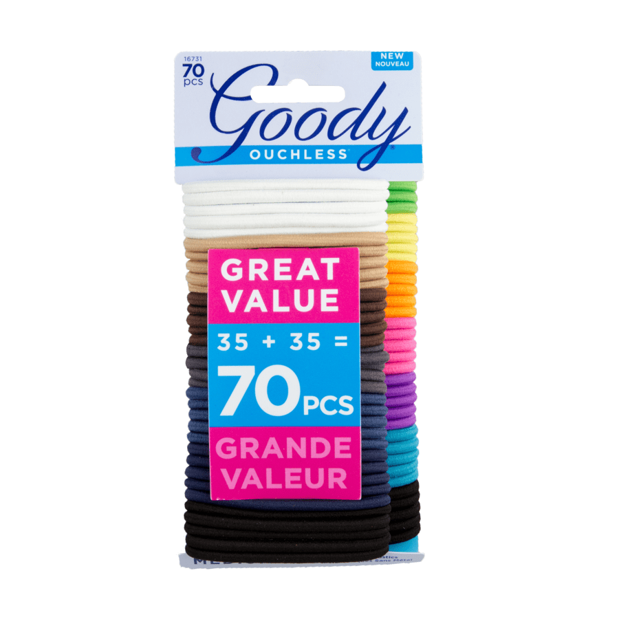 Goody Ouchless® No Metal Gentle Elastics, Assorted Colors, 70 Ct ...
