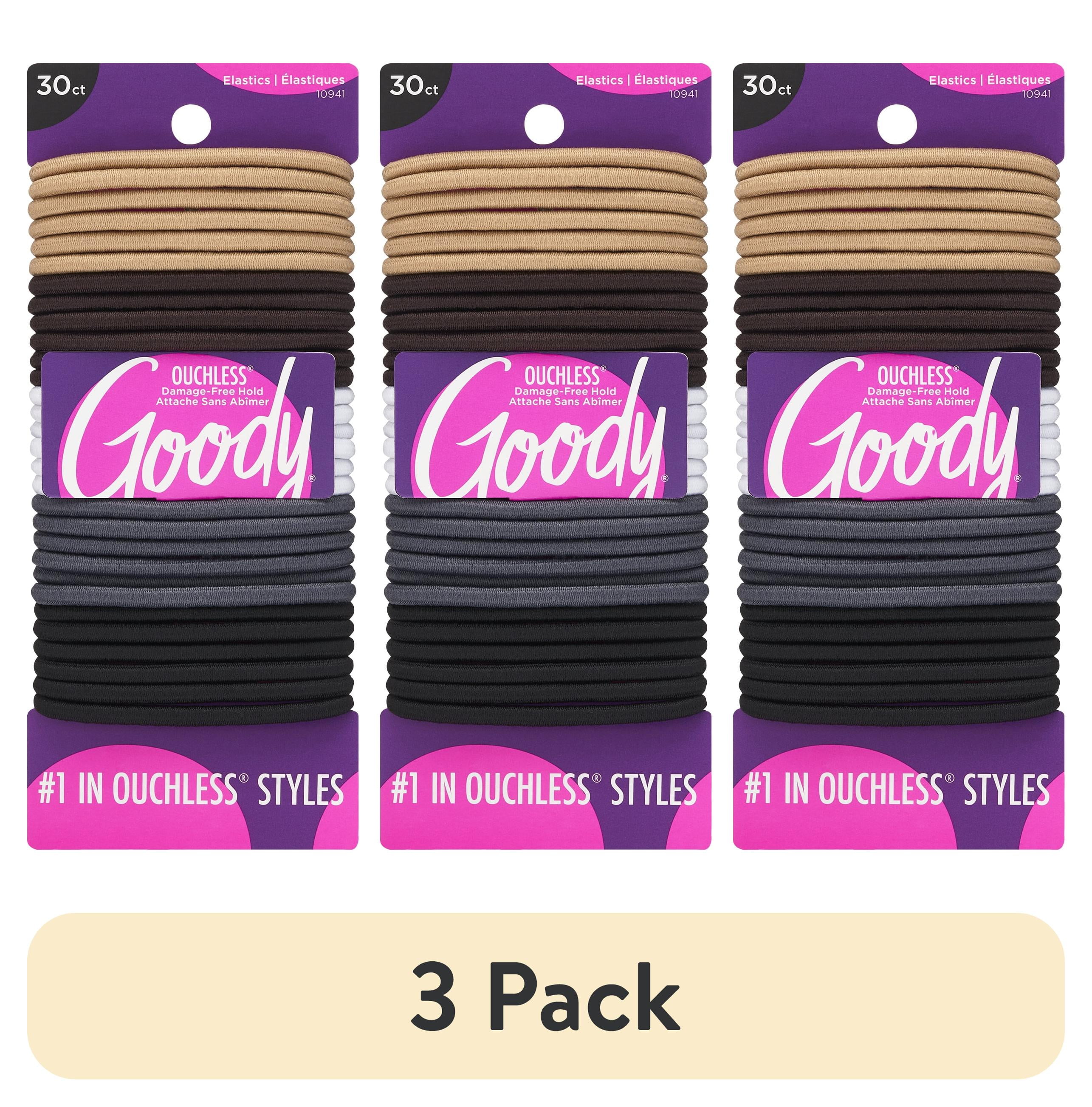 (3 pack) Goody Ouchless No-Metal Hair Elastics, Hair Accessory ...