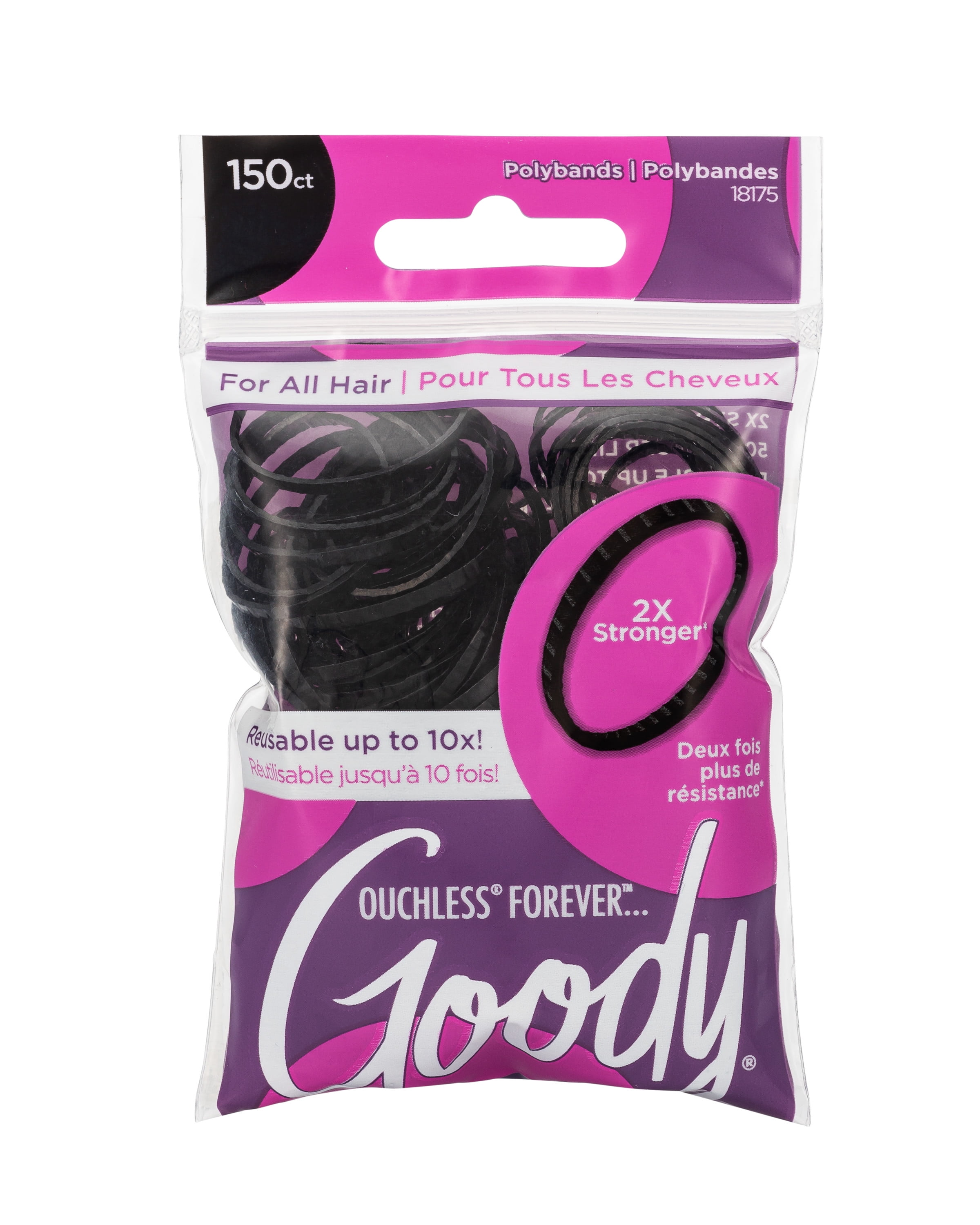 Goody Elastic Hair Ties for Fine Hair Black 150 Ct Reusable Stronger ...